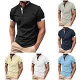 Afdoent Mens Polo Shirts Men's Lapel Short Sleeve Shirt Summer Casual ...