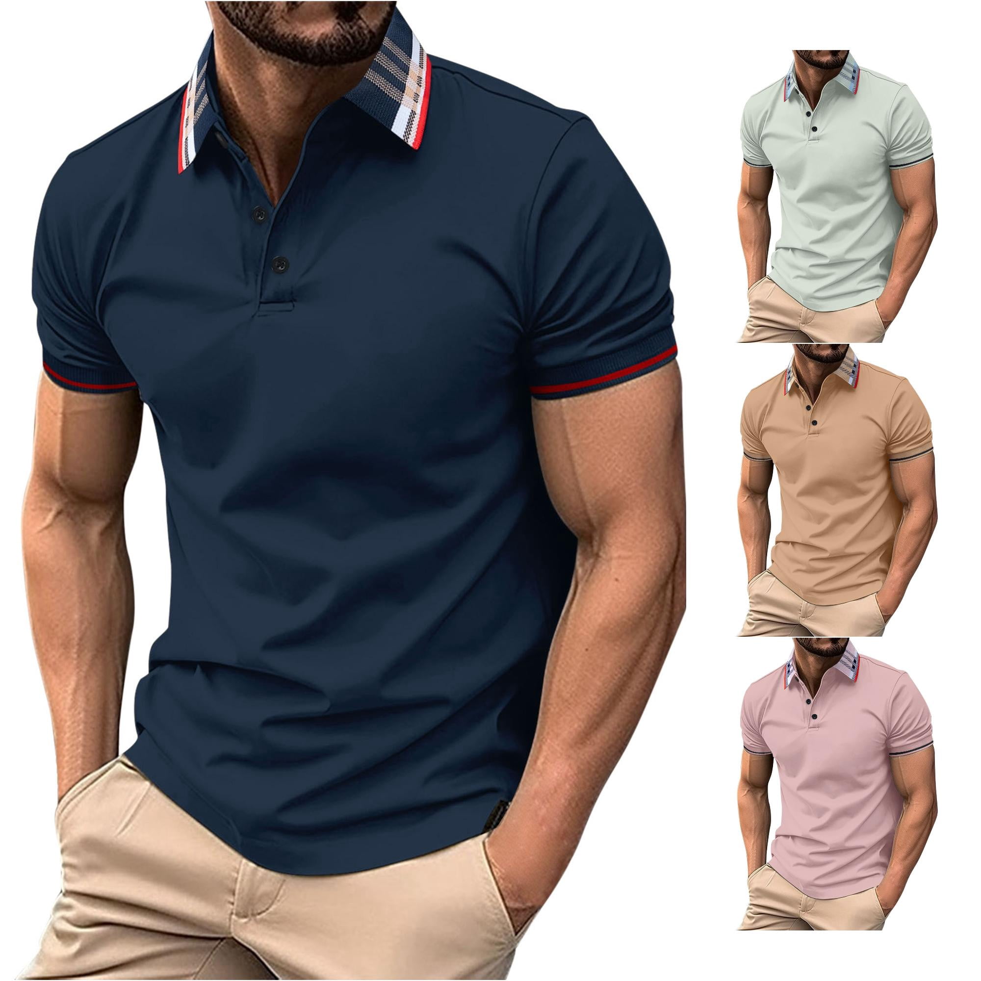 Afdoent Mens Polo Shirts Men's Leisure Fashion Design Summer Lapel ...