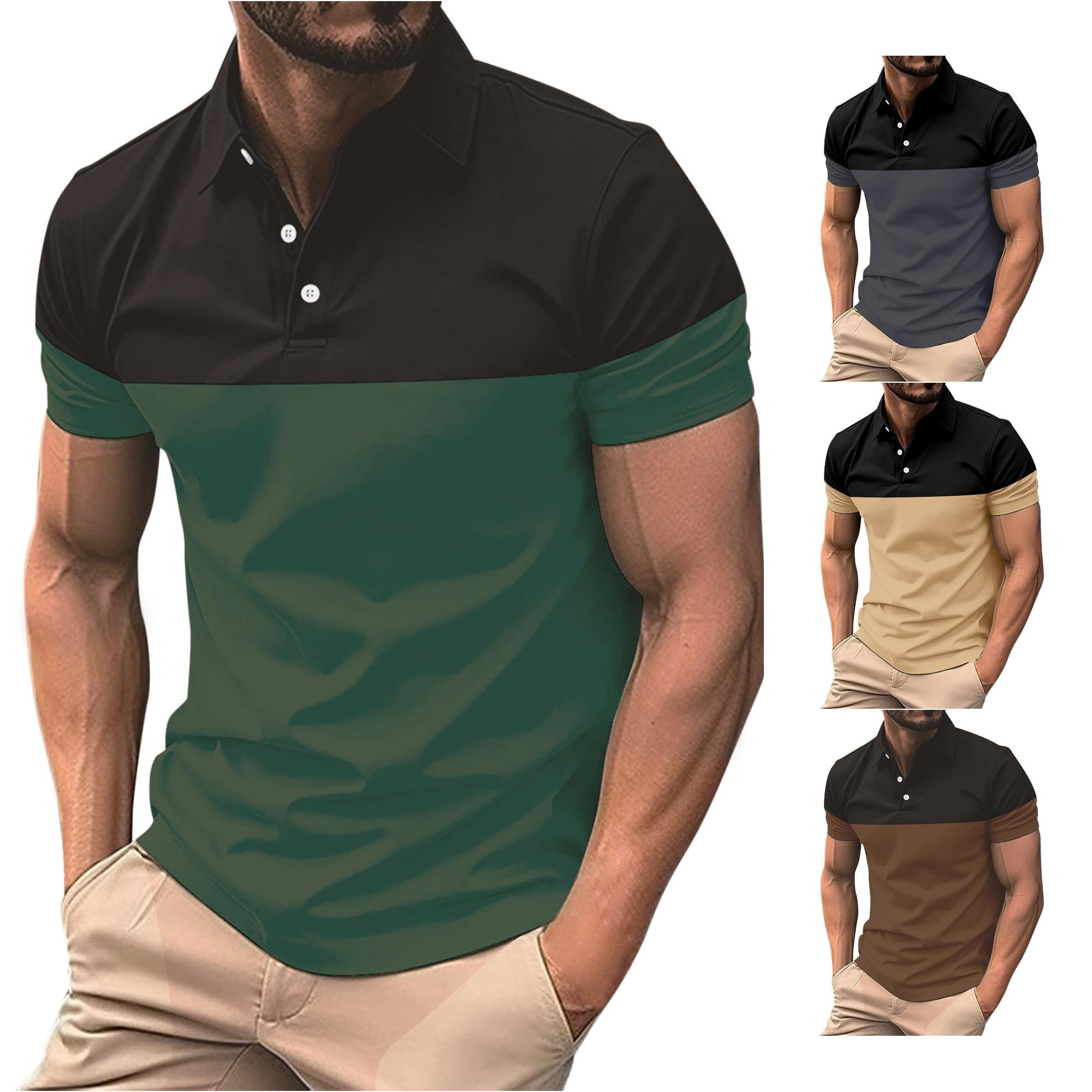 Afdoent Mens Polo Shirts Men's Leisure Fashion Lapel Short Sleeve ...
