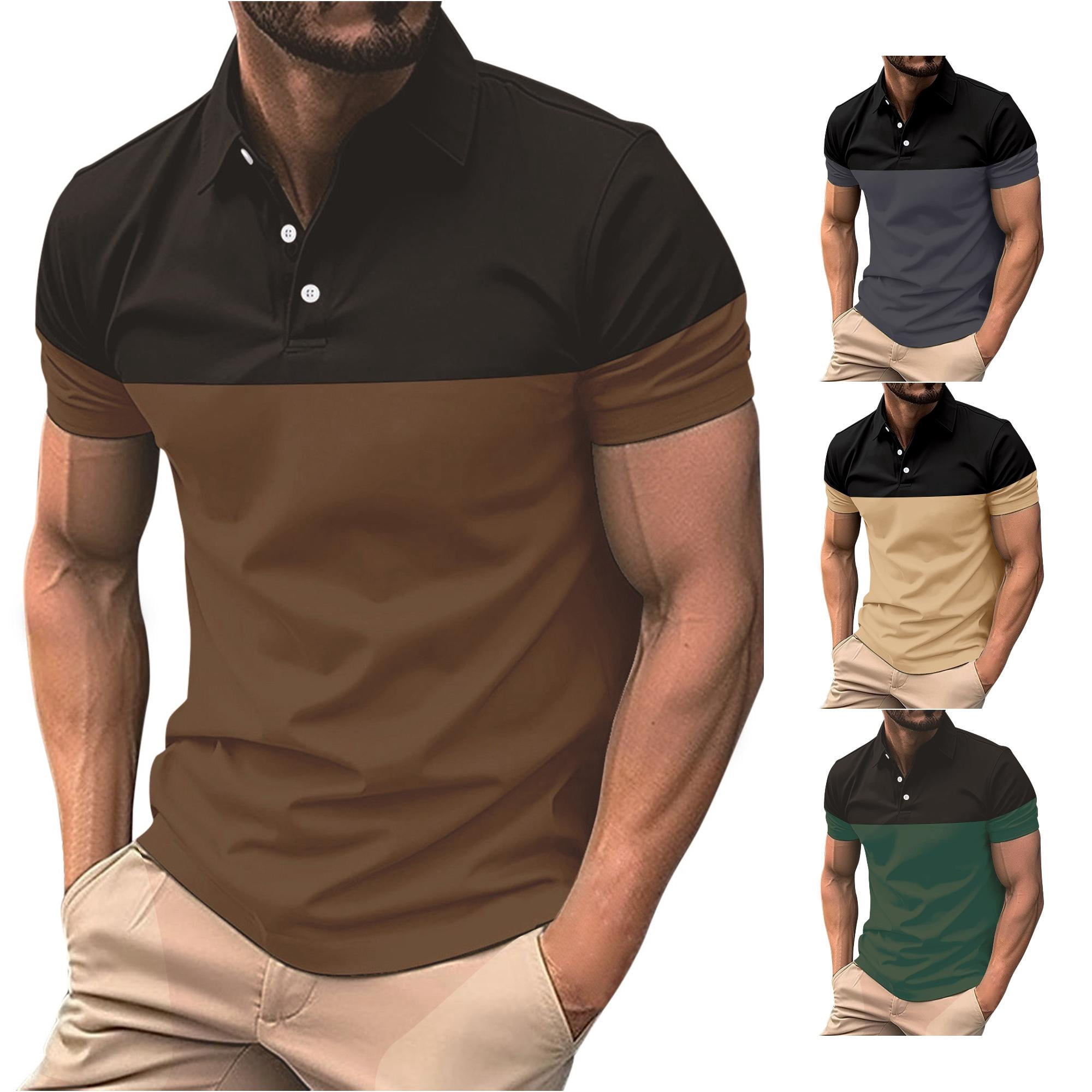 Afdoent Mens Polo Shirts Men's Leisure Fashion Lapel Short Sleeve ...
