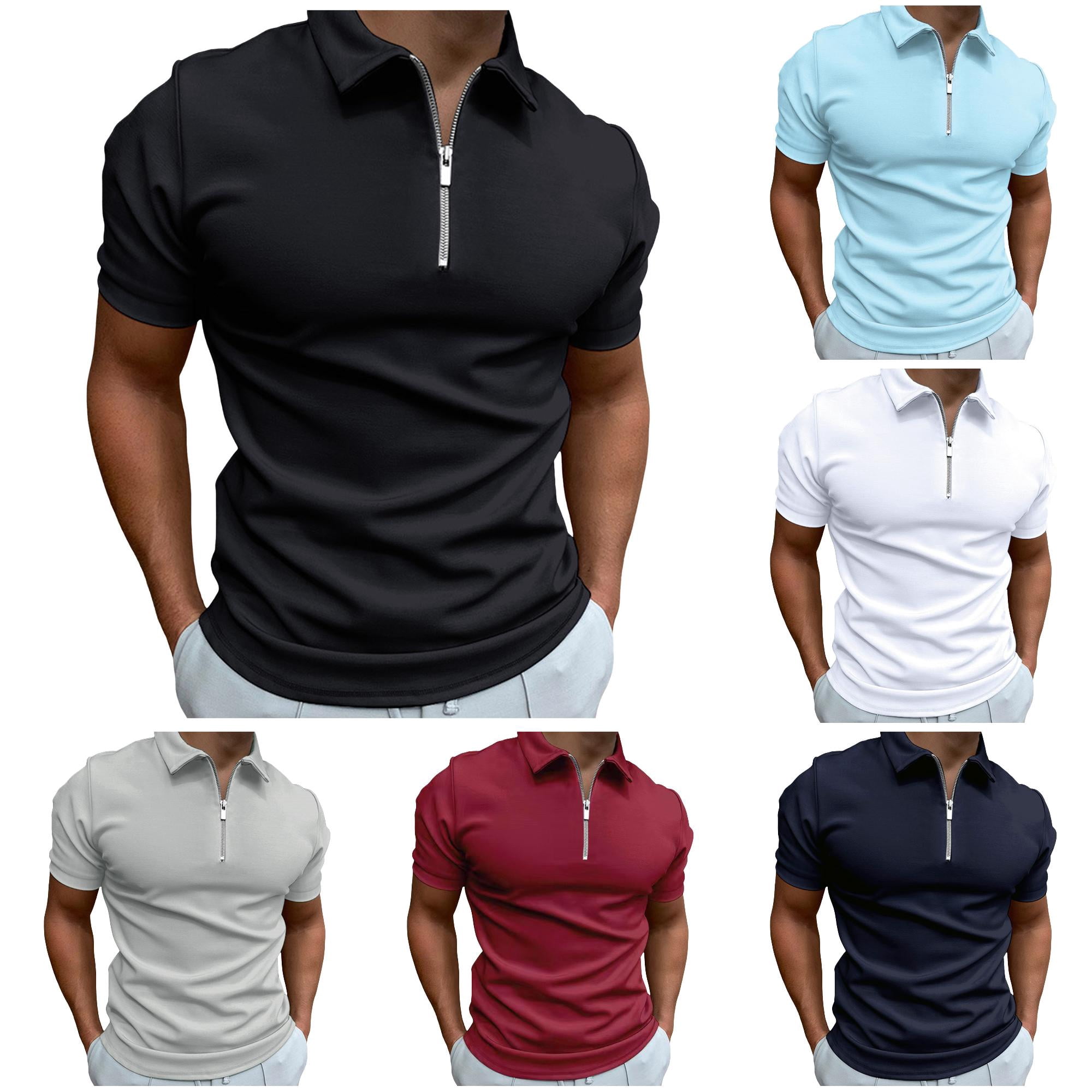 Afdoent Mens Polo Shirts Men's Short Sleeve Shirt Summer Casual Solid ...
