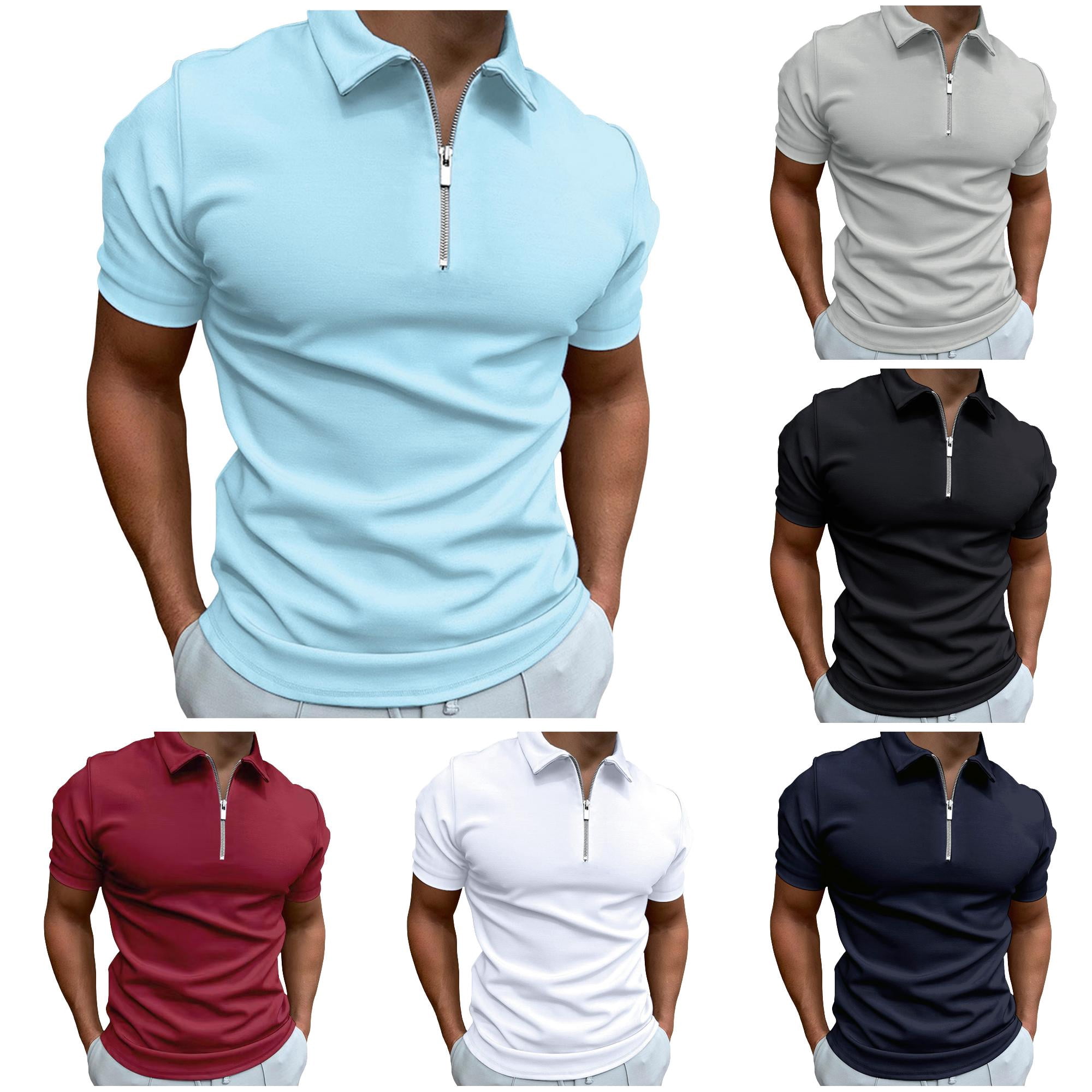 Afdoent Mens Polo Shirts Men's Short Sleeve Shirt Summer Casual Solid ...