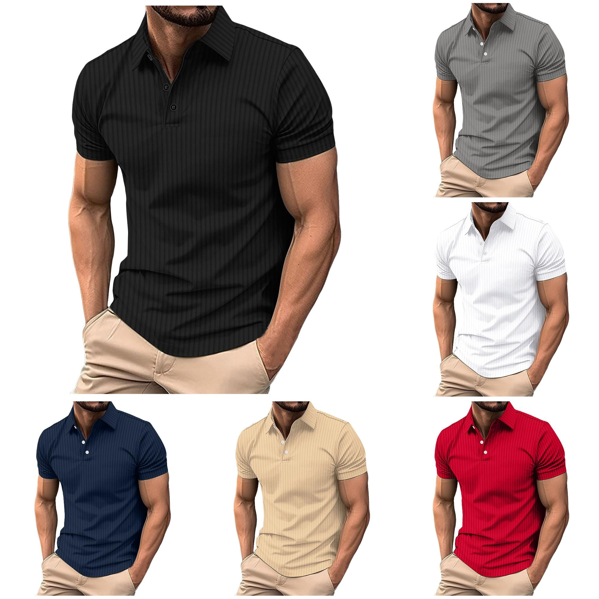 Afdoent Mens Polo Shirts Men's Short Sleeve Shirt Summer Casual Solid ...