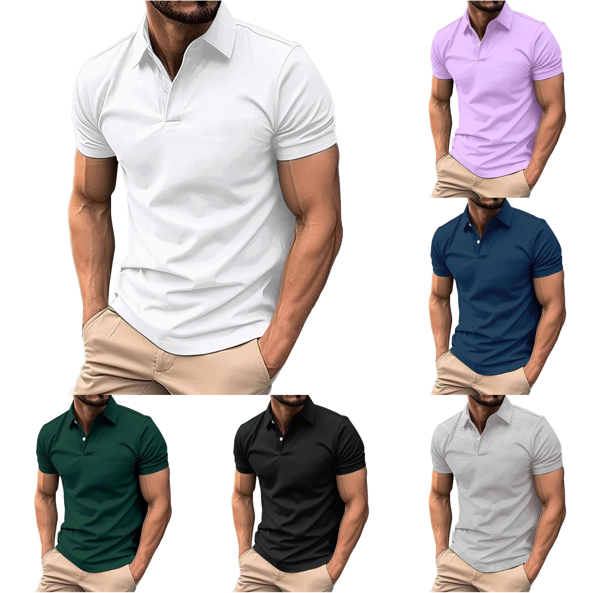 Afdoent Mens Polo Shirts Men's Summer Casual Button Down Solid Color ...