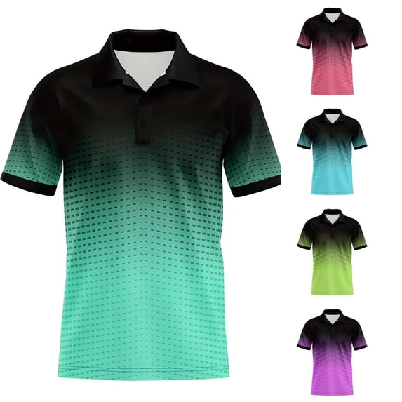 Afdoent Mens Polo Shirts Men's Summer Gradient Print Short Sleeve Shirt ...