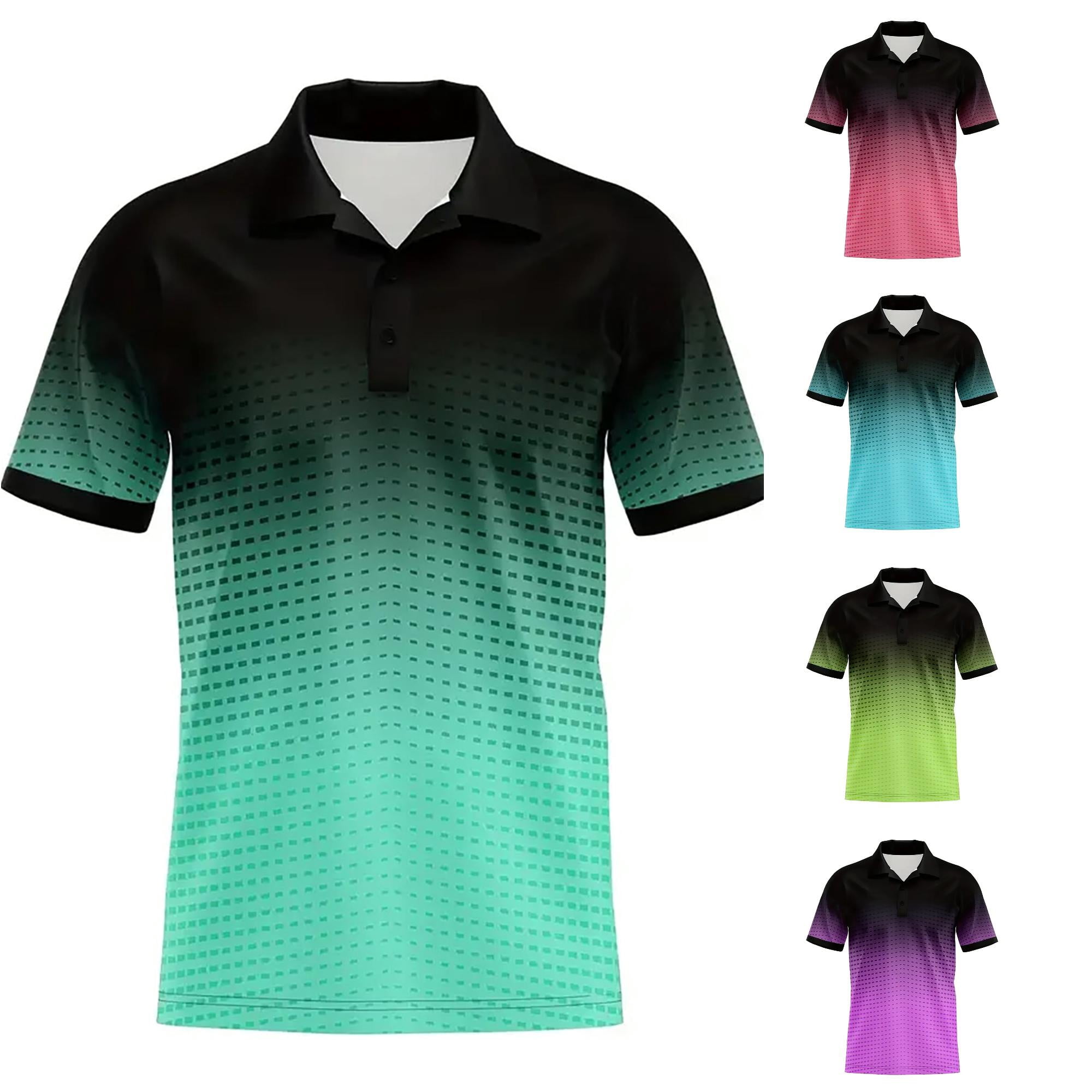 Afdoent Mens Polo Shirts Men's Summer Gradient Print Short Sleeve Shirt ...