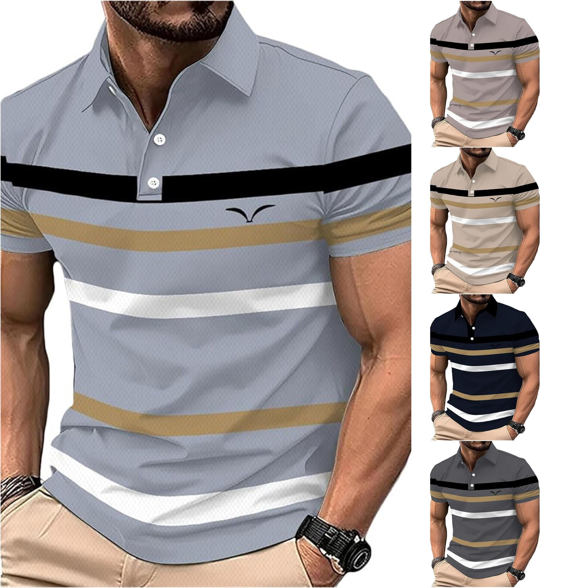 Afdoent Mens Polo Shirts Men's Summer Lapel Short Sleeve Shirt Color ...