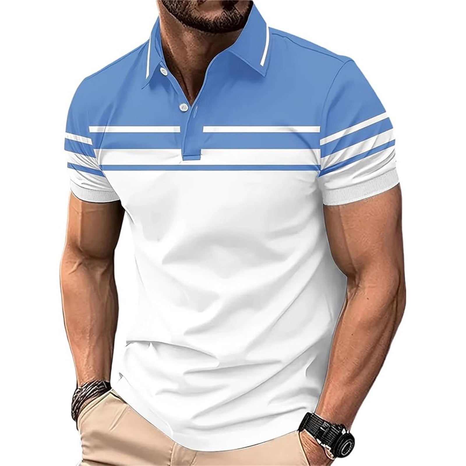 Afdoent Mens Polo Shirts Men's Summer Lapel Short Sleeve Shirt Color ...