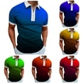Afdoent Mens Polo Shirts Men's Tops Casual Gradient Print Print Color ...