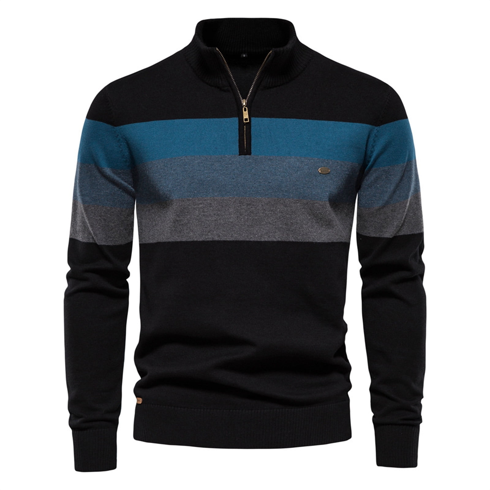 Afdoent Mens Sweater 2024 Autumn Winter New Open Chest Stand Collar ...