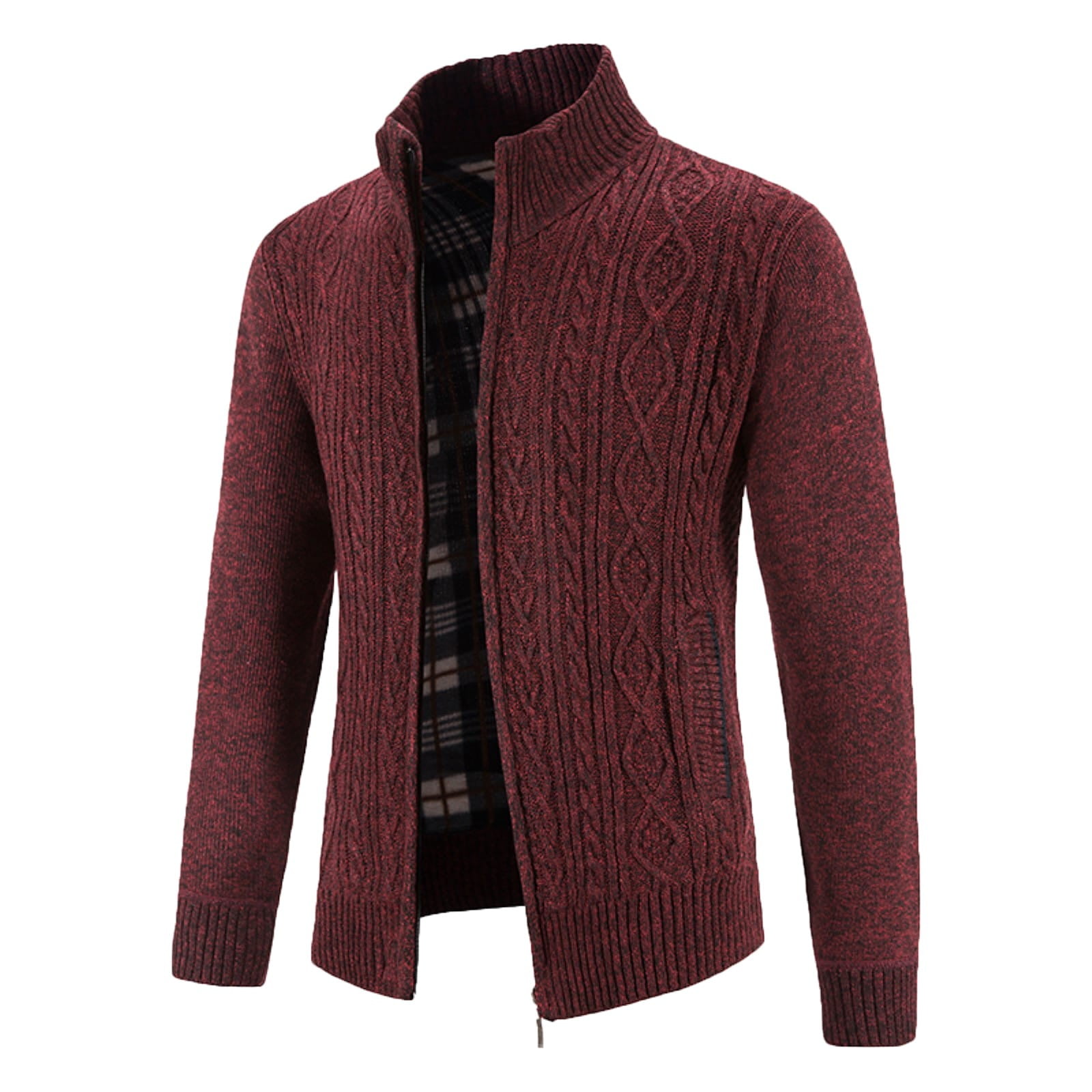 Afdoent Mens Sweater Male Autumn Winter Zip Casual Stand Collar Long ...