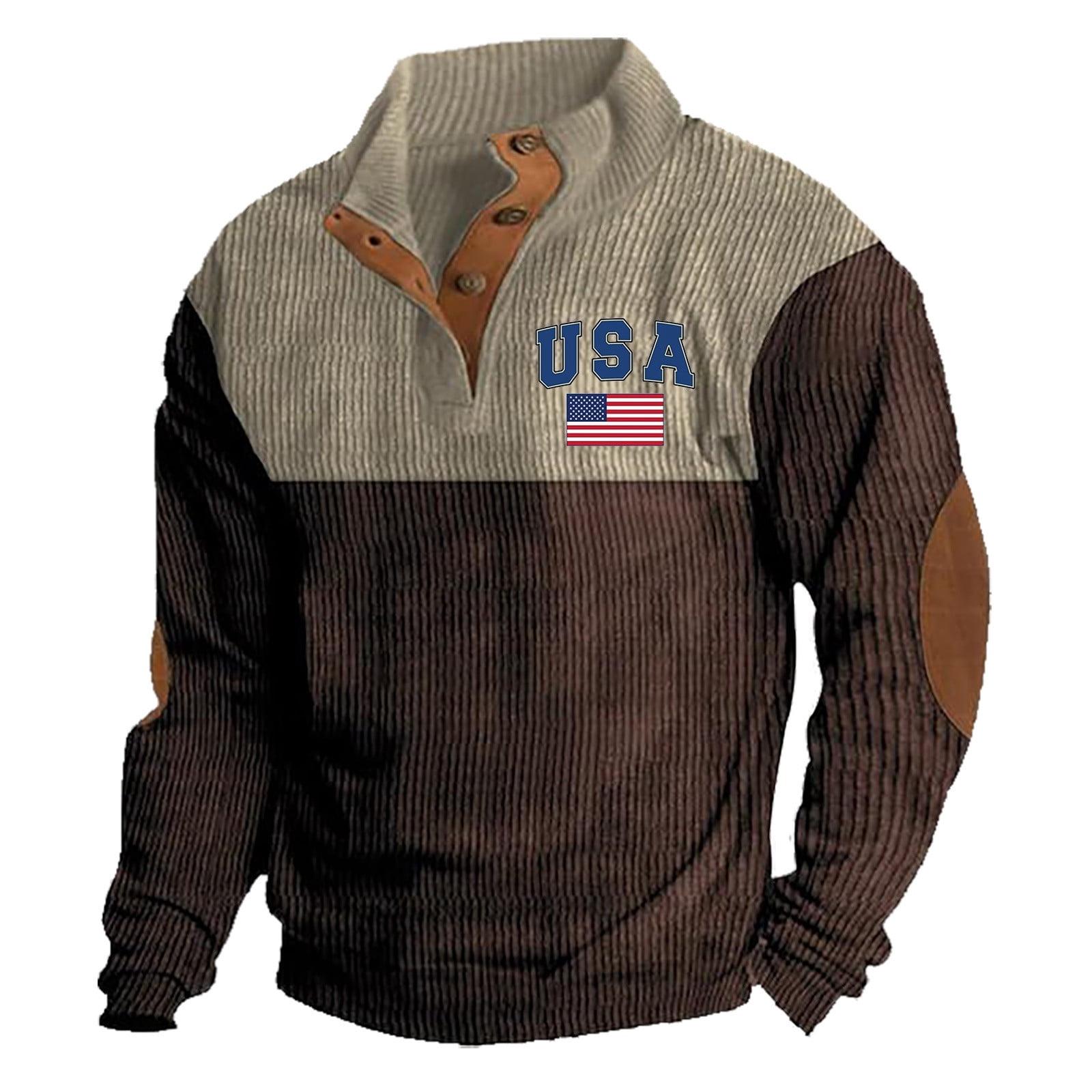 Afdoent Mens Sweatshirt Men's Flag Print Casual Stand Collar Long ...
