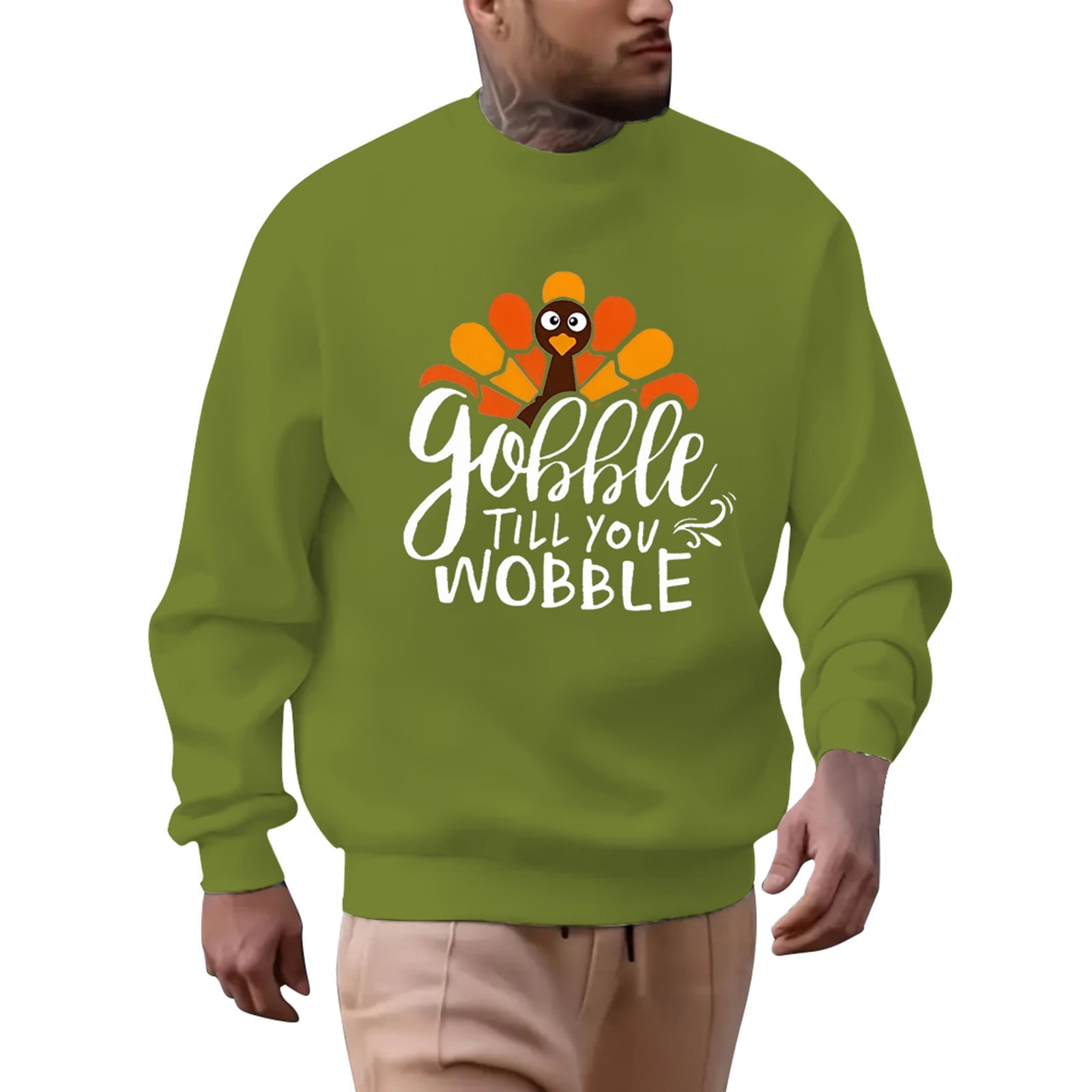 Afdoent Mens Sweatshirt Mens Thanksgiving Turkey Fall Plus Size ...