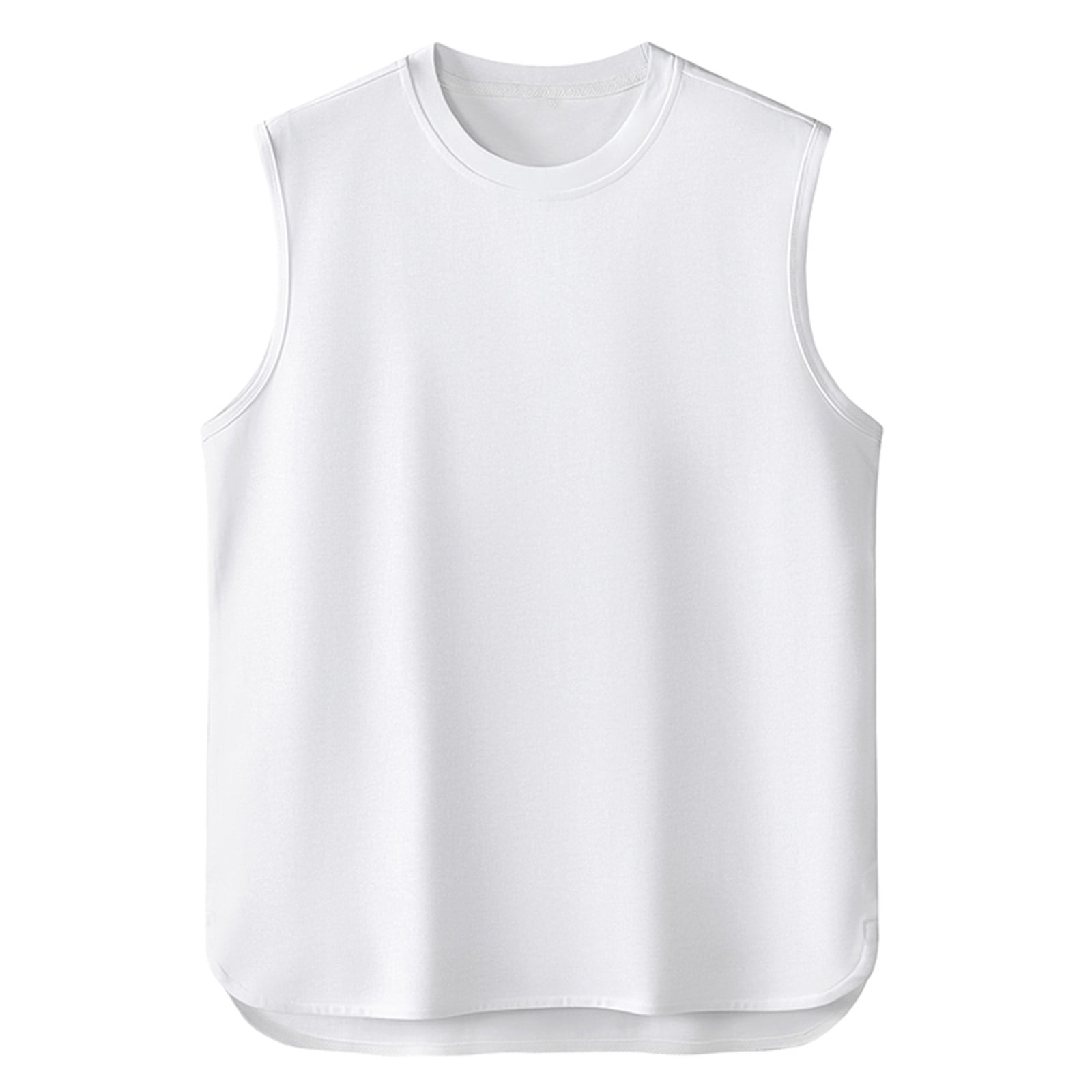 Afdoent Mens Tank Tops Male Crew Neck Solid Color Loose Sleeveless Vest ...