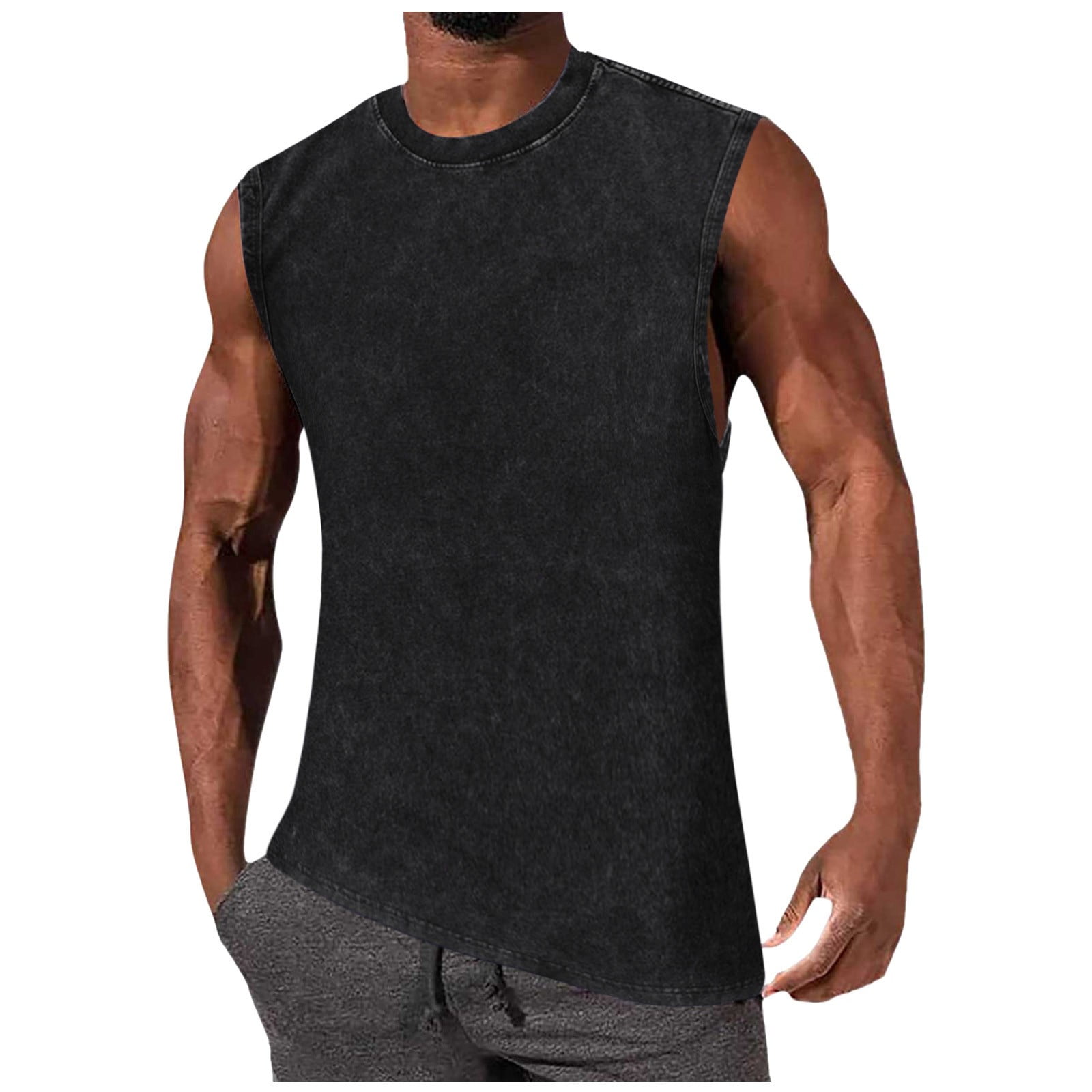 Afdoent Mens Tank Tops Men's Fashion Spring Vintage Loose Sleeveless T ...