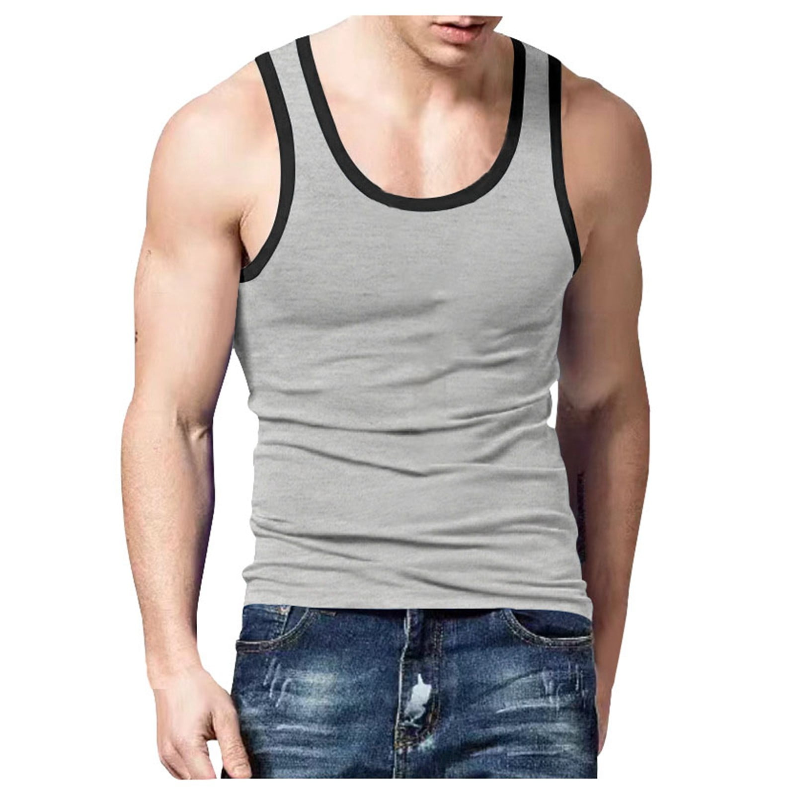 Afdoent Mens Tank Tops Men's Wear Slim Casual Sports Summer Matching ...