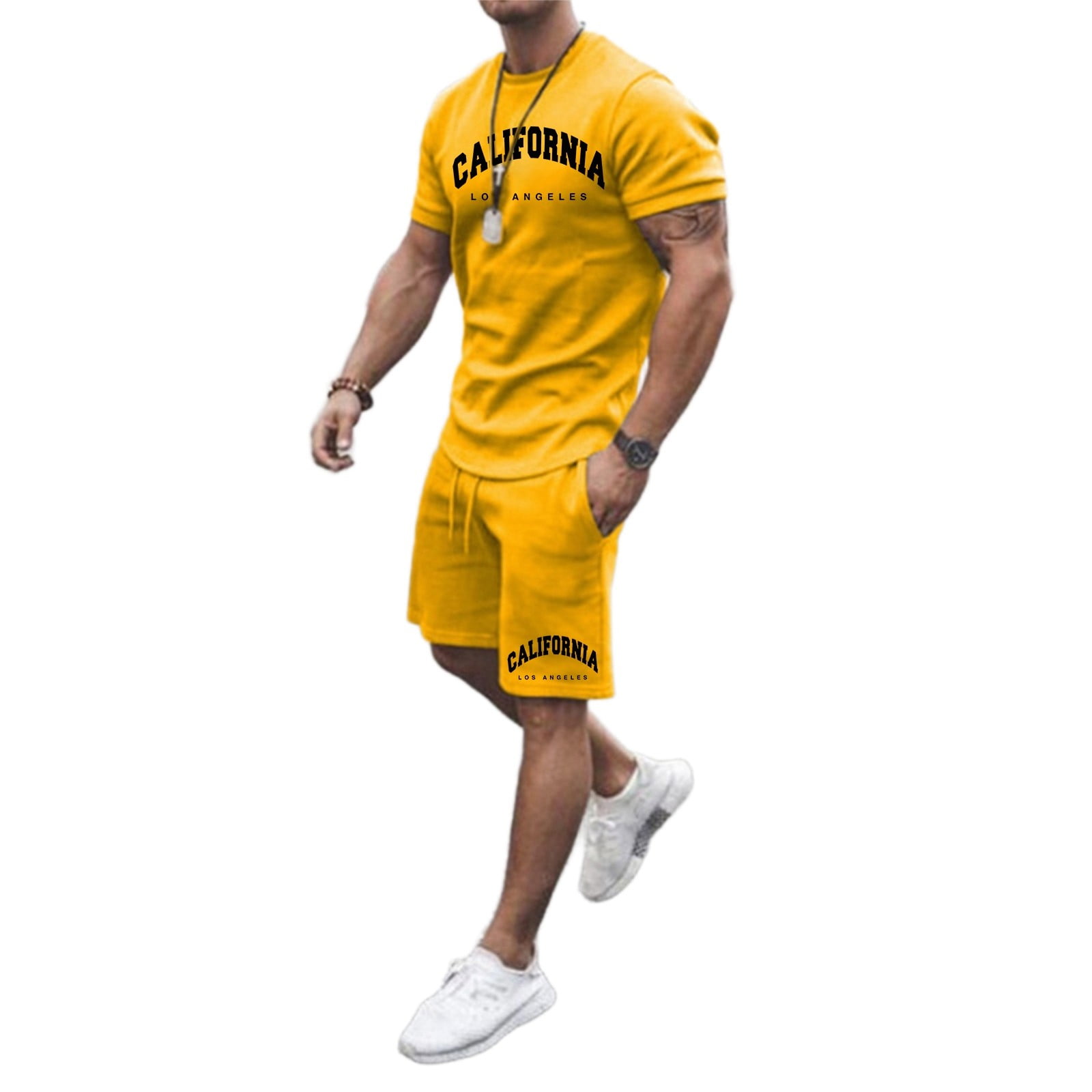 Afdoent Mens Two Piece Outfits Men's Large Summer Short Sleeved T Shirt ...