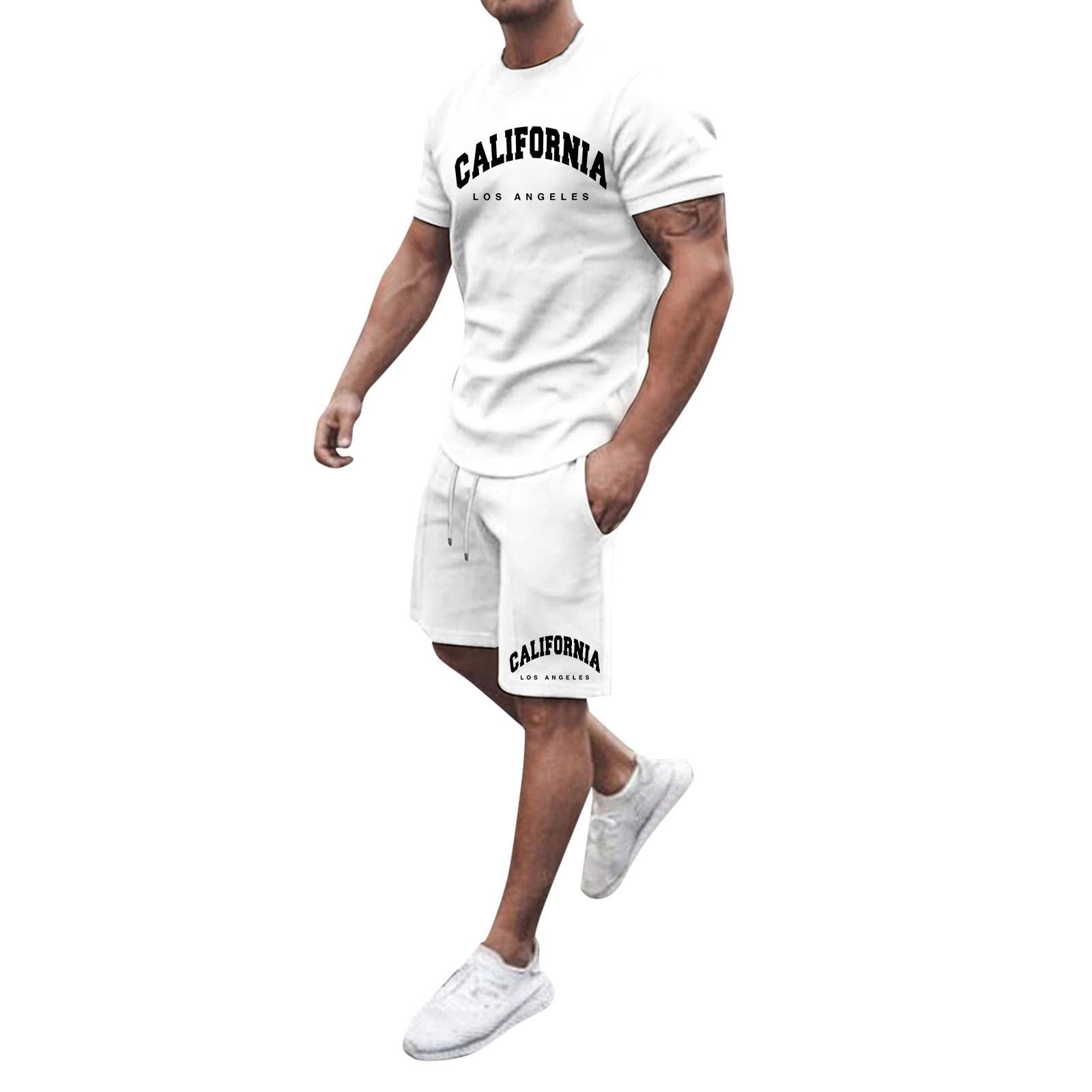 Afdoent Mens Two Piece Outfits Men's Large Summer Short Sleeved T Shirt ...