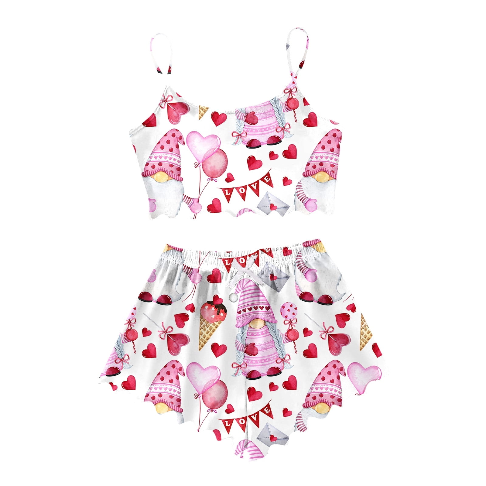 Afdoent Pajamas For Women Valentine's Day Heart Print Sleeveless Top ...