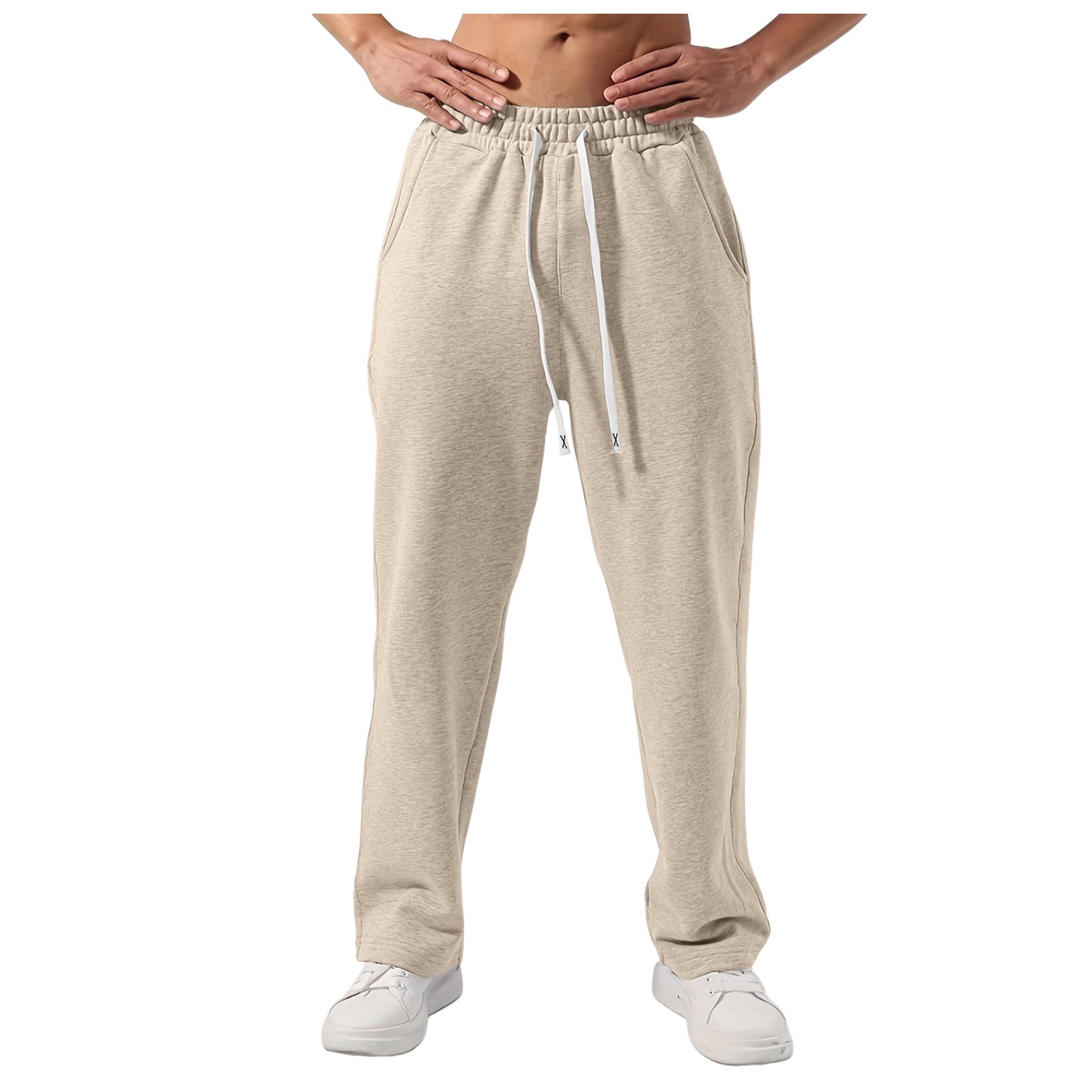 Afdoent Pants For Men Casual Waist Color Sports Hat Woven Pocket Solid ...