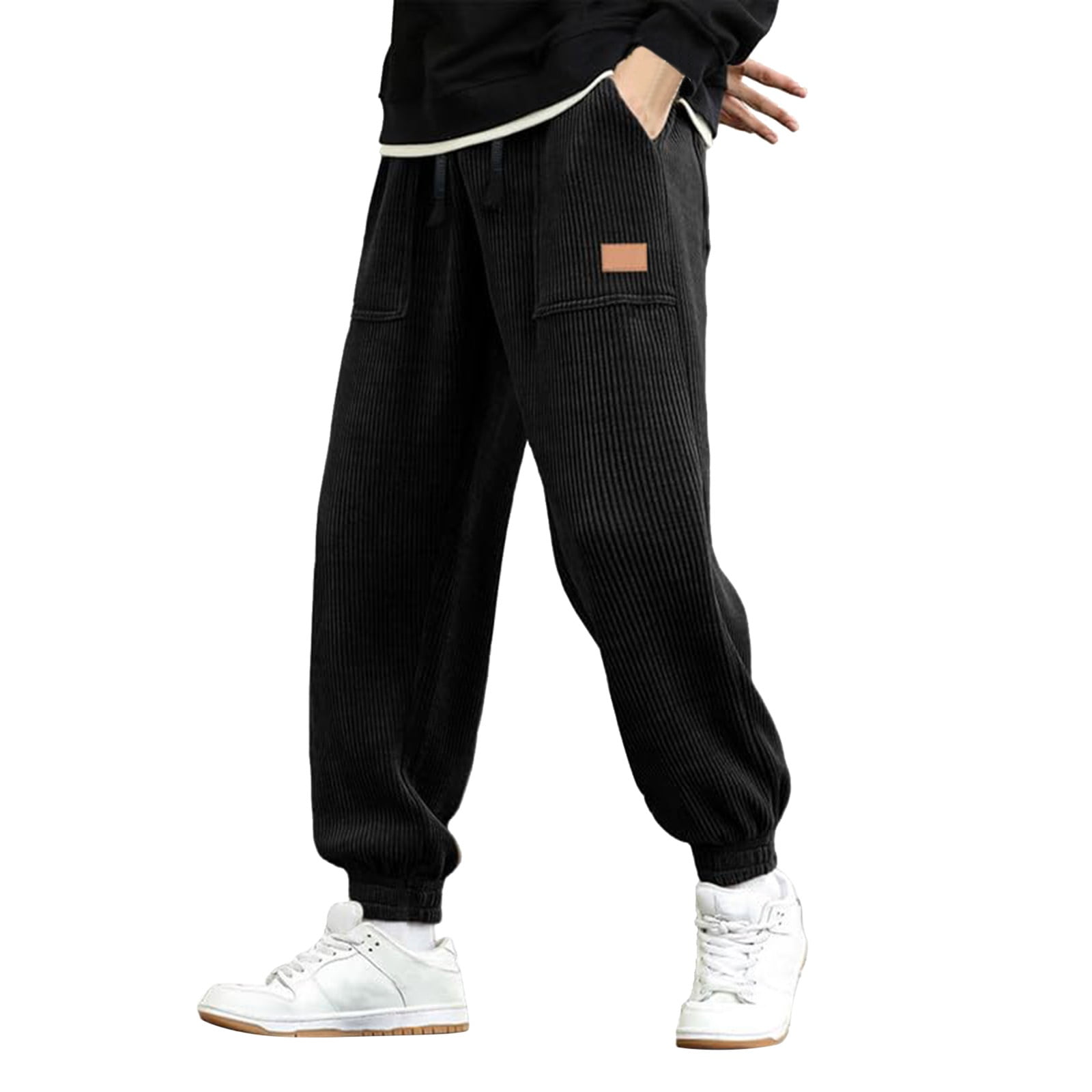 Afdoent Pants For Men Male Autumn Winter Thickened Corduroy Solid Color ...