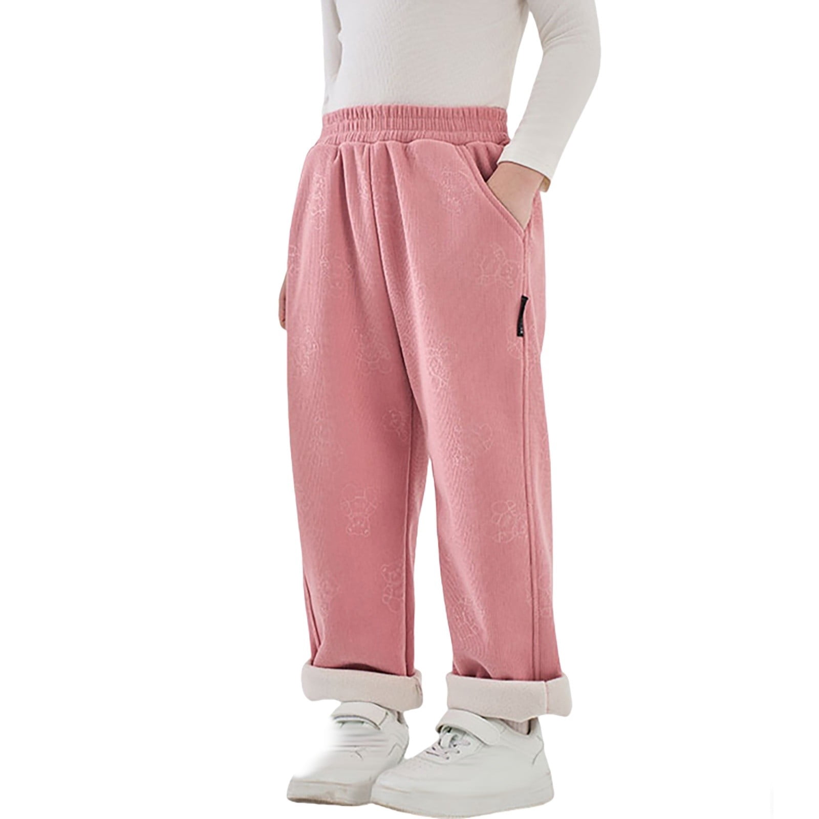 Afdoent Pants For Kids Girls Winter Warm Thermal Kids Joggers Soft Cozy ...