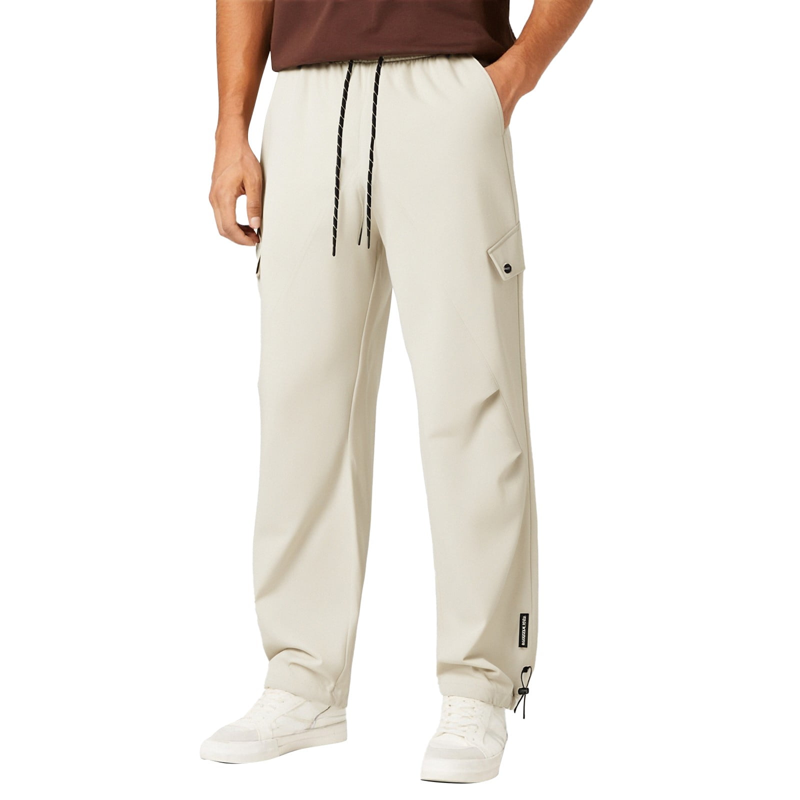 Afdoent Pants For Men Solid Color Elastic Drawstring Waist With ...
