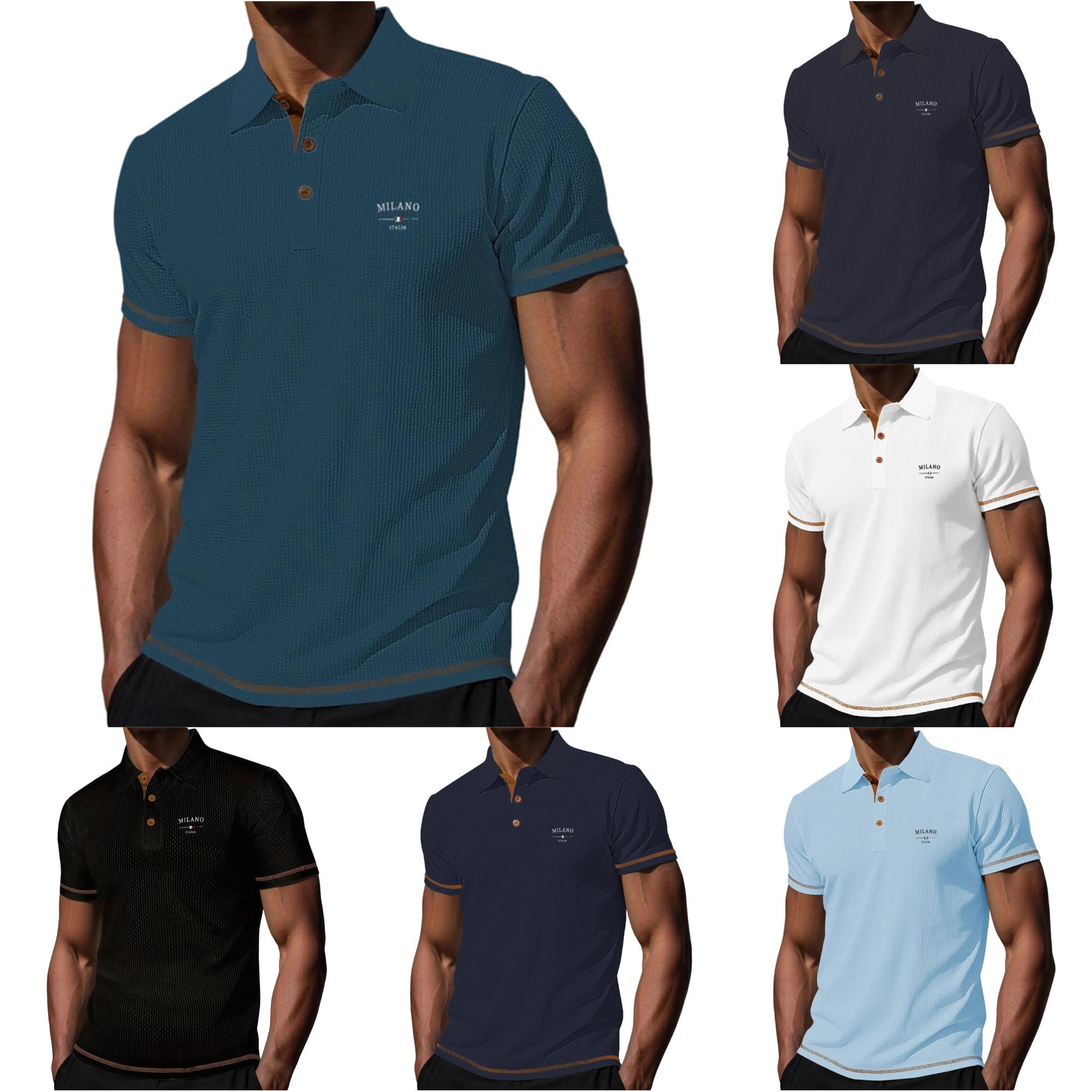 Afdoent Polo Shirts For Men Mesh Short Sleeve Polo Shirt With Letter ...