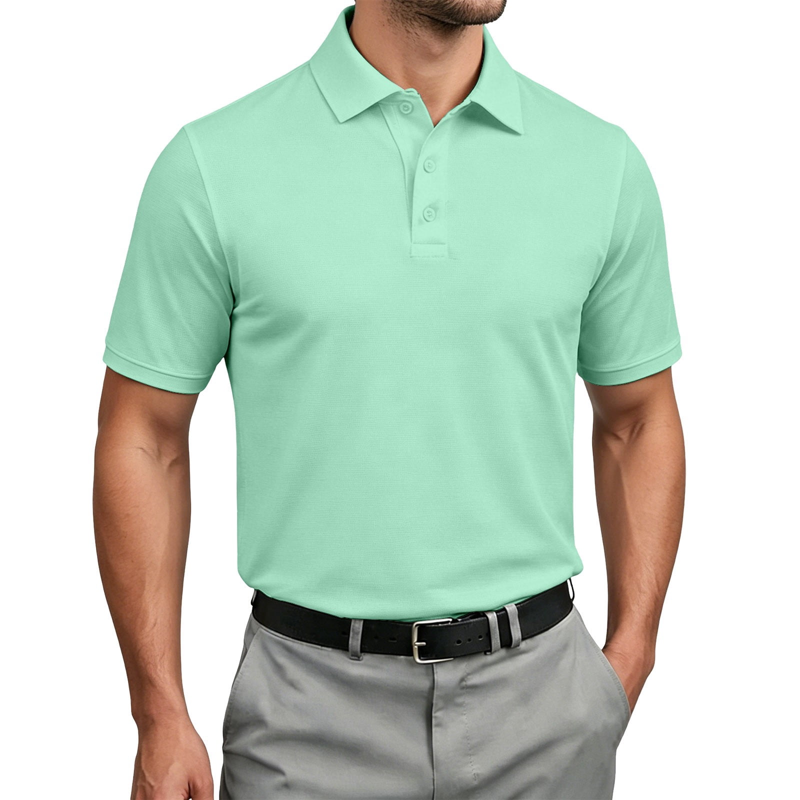 Afdoent Polo Shirts For Men Solid Color Casual Breathable Starry ...