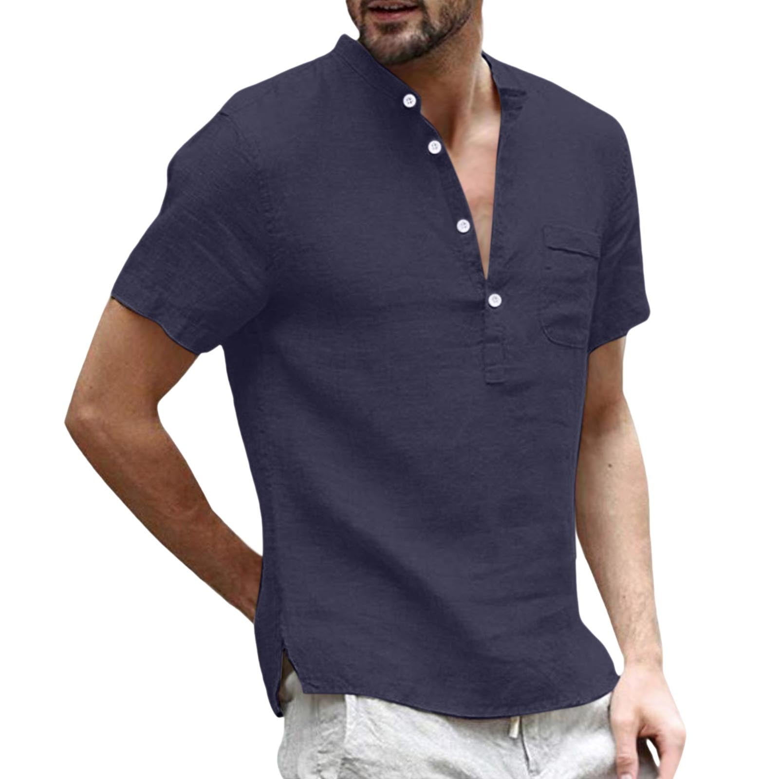 Afdoent Shirt For Men Short Sleeve Shirt Casual Buttons Shirt Male ...