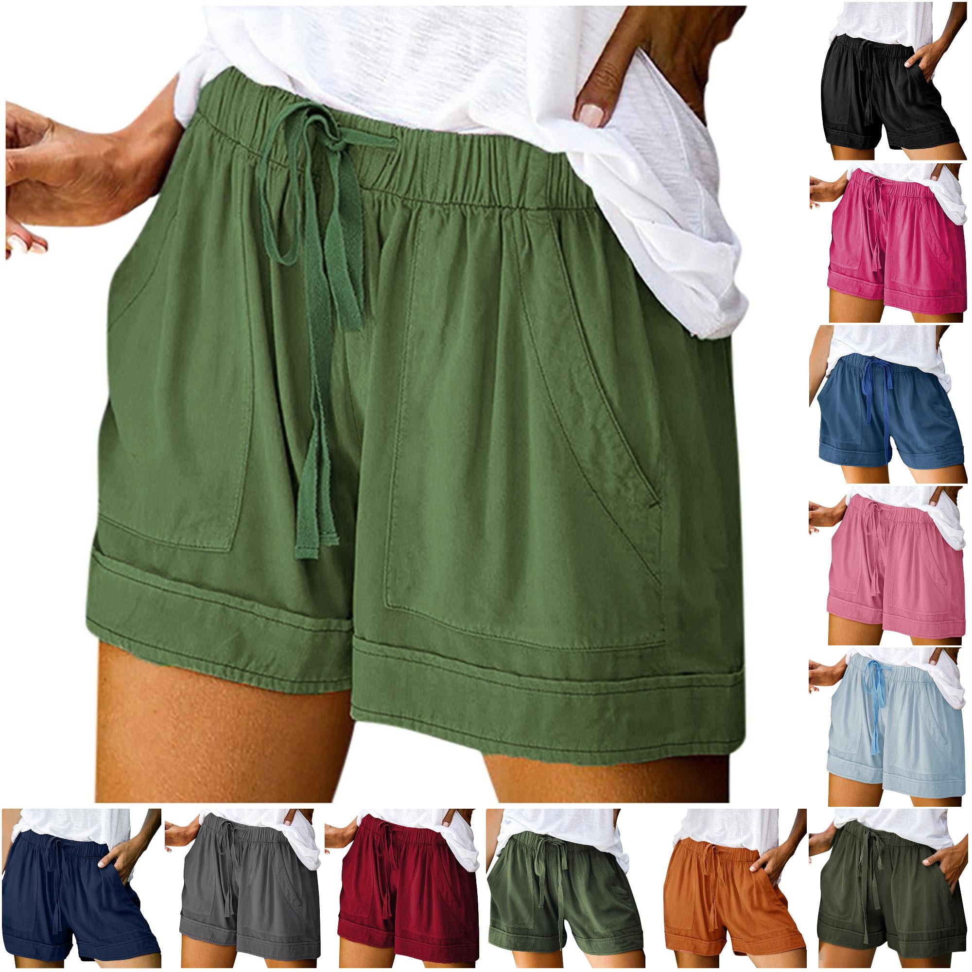 Afdoent Shorts For Women Comfy Casual Drawstring Elastic Waist Shorts ...