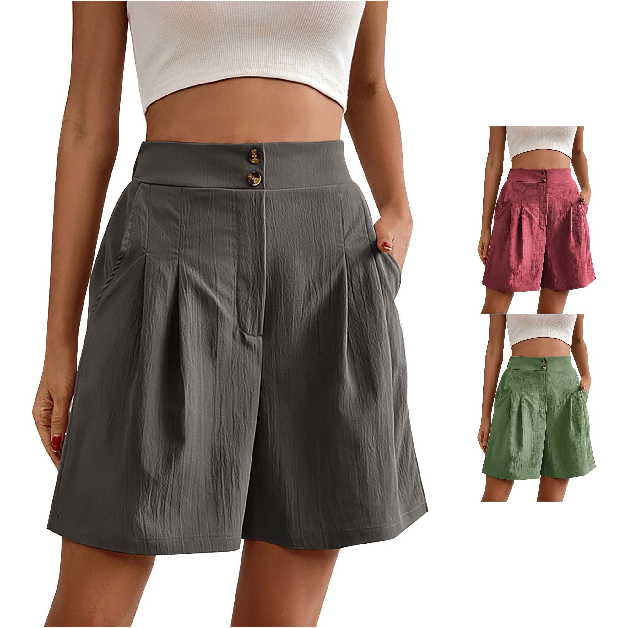 Afdoent Shorts For Women Summer Casual High Waist Wide Leg Shorts With ...