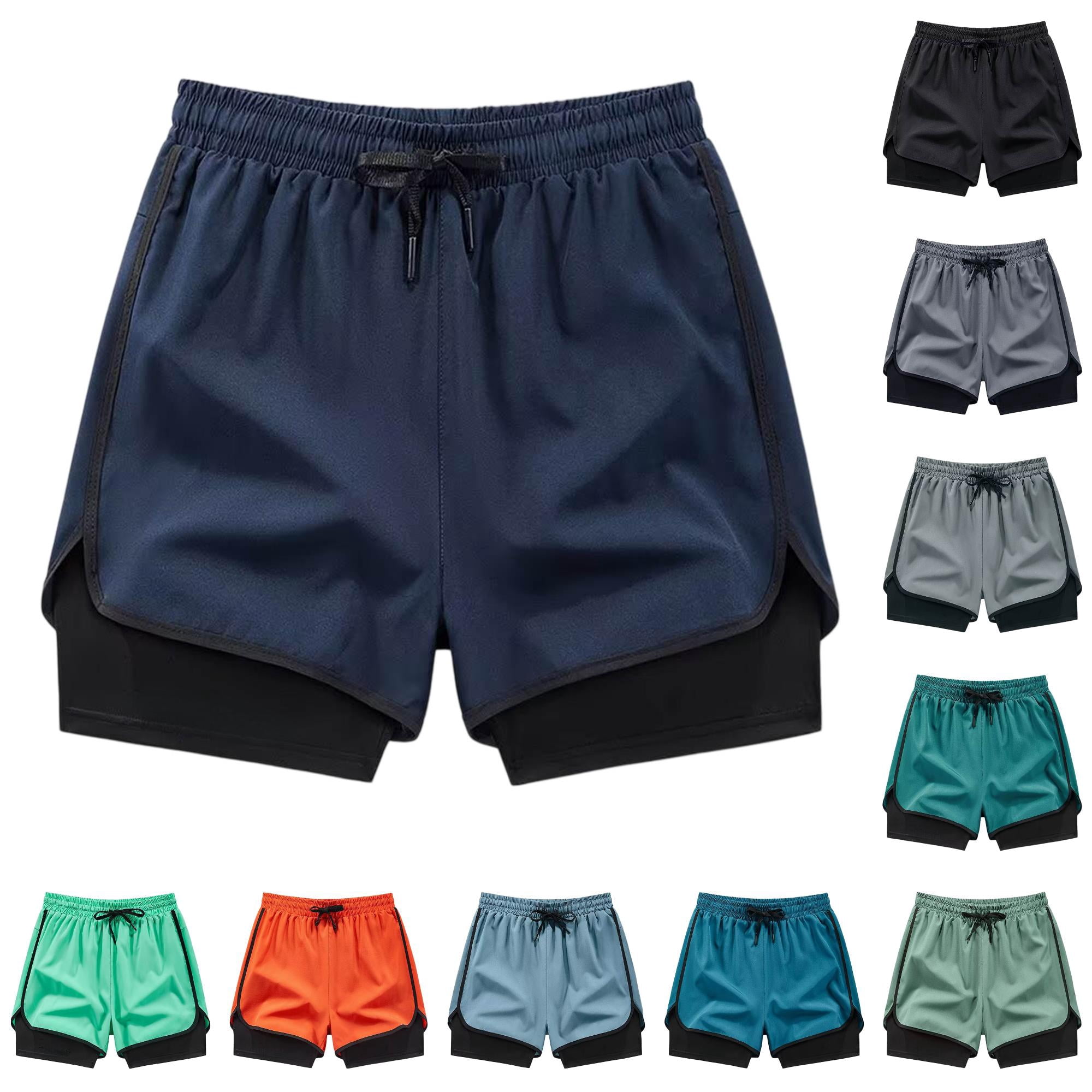Afdoent Shorts For Women Two Layer Athletic Shorts Elastic Waist ...
