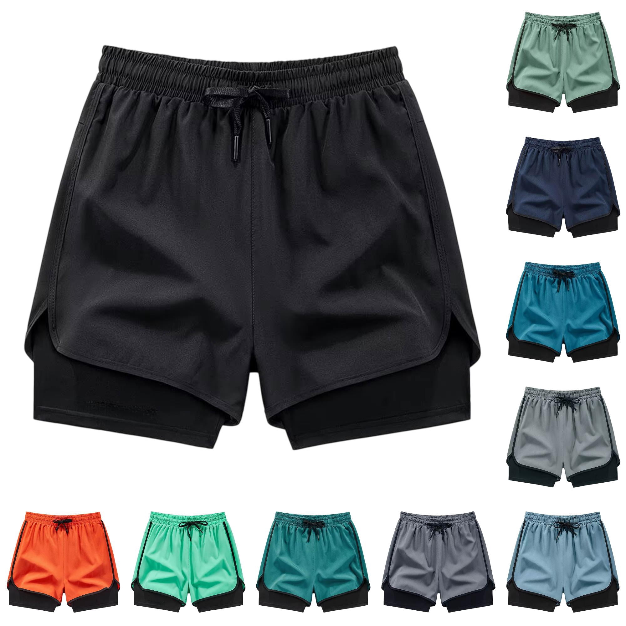 Afdoent Shorts For Women Two Layer Athletic Shorts Elastic Waist ...