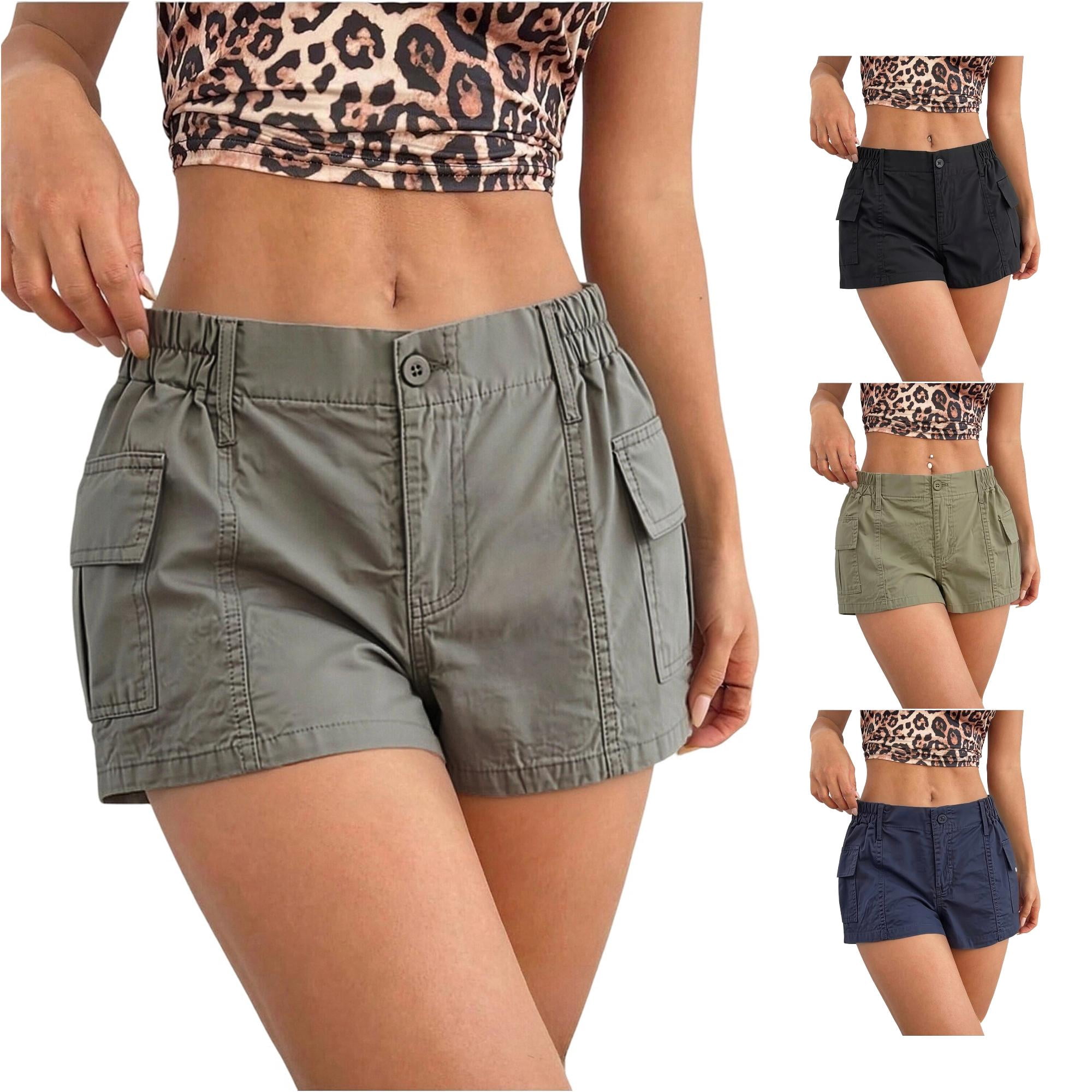 Afdoent Shorts For Women Versatile Cargo Shorts With Pockets Elastic ...