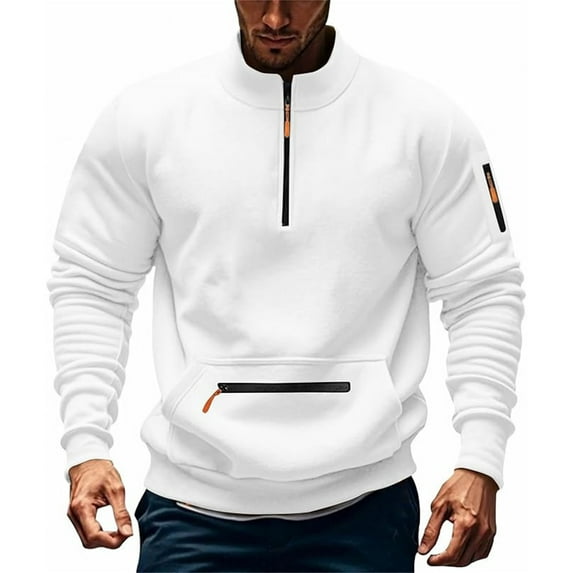 Afdoent Sweatshirts For Men Winter 2025 Stand Collar Half Zipper And ...