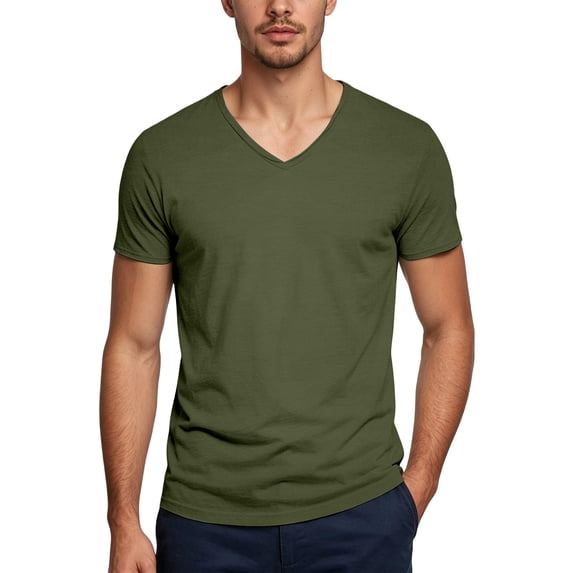 Afdoent T-Shirts For Men Fashion Casual Solid Color Crew Neck Short ...