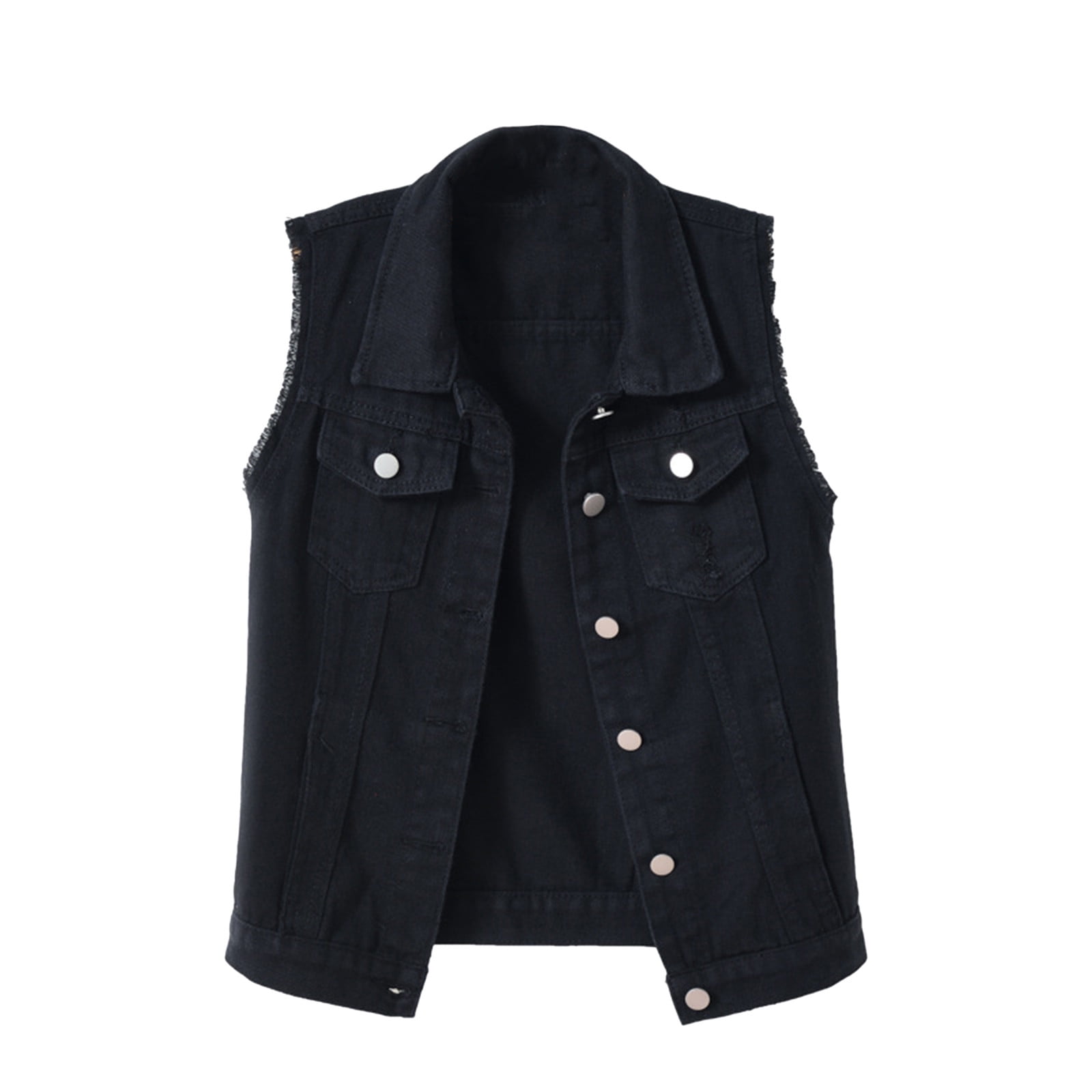 Afdoent Tank Tops For Women Solid Color Sleeveless Denim Shirt Vest ...
