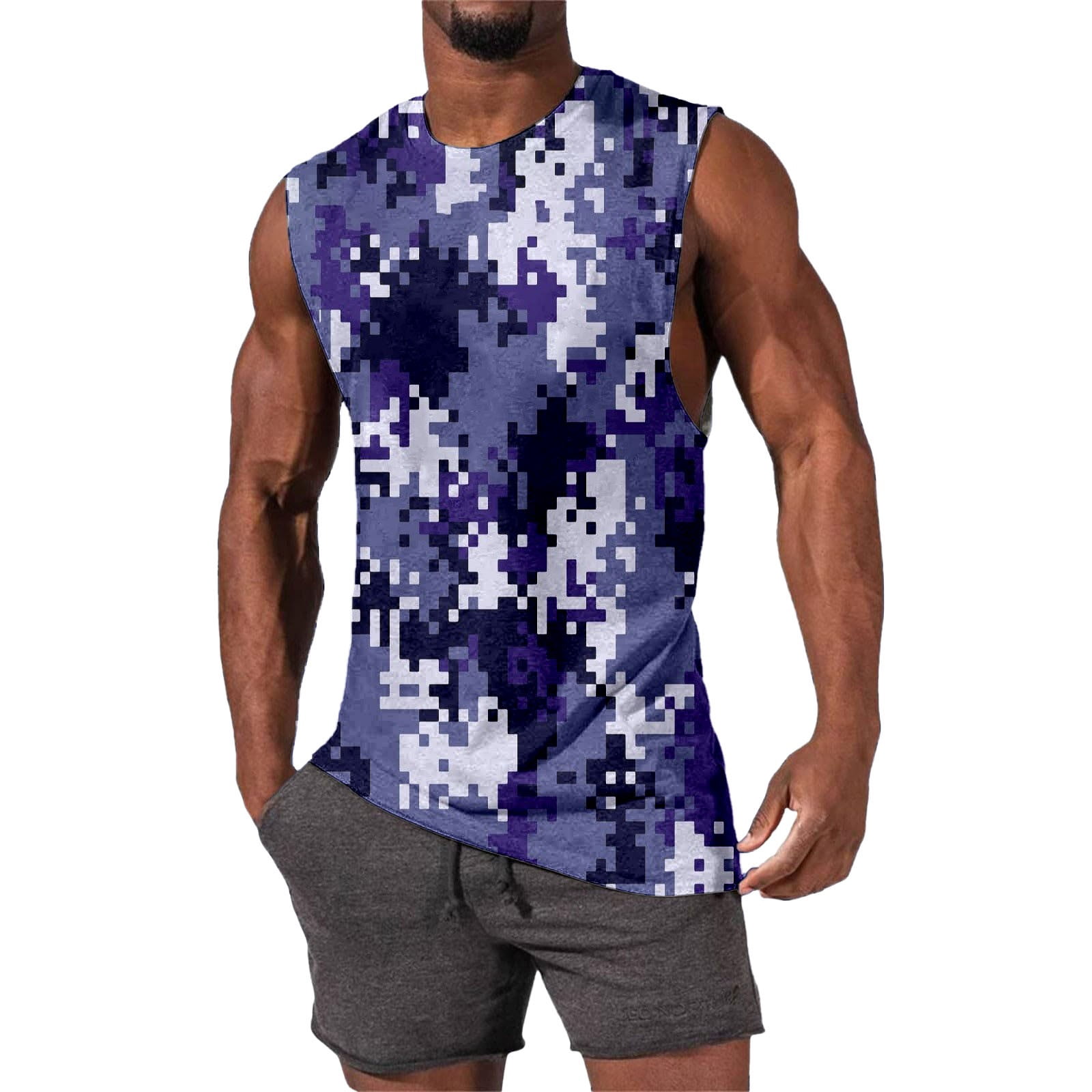 Afdoent Tank Tops Men Casual Camouflage Print Sleeveless Tank Tops For ...