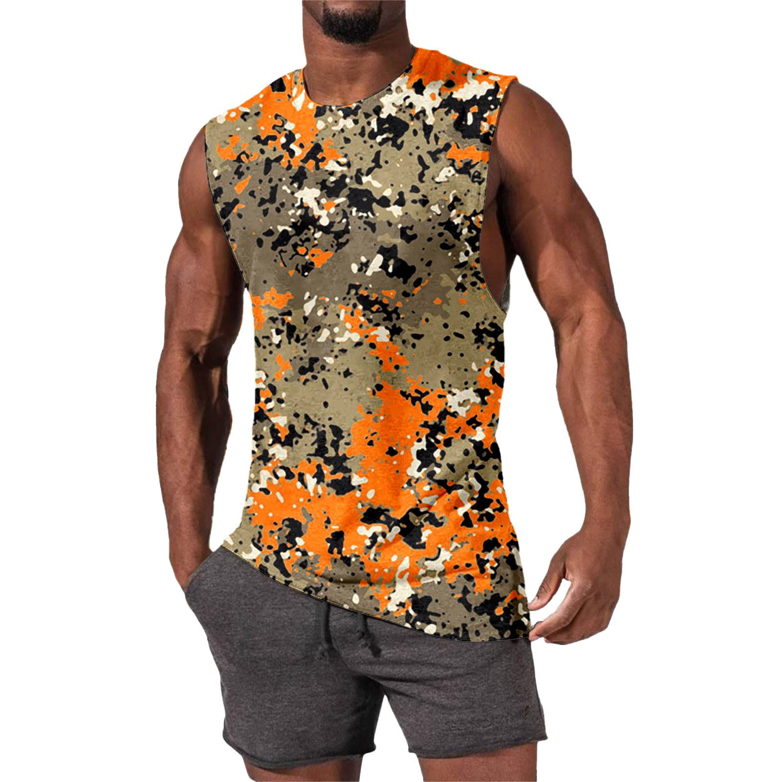 Afdoent Tank Tops Men Casual Sleeveless Camouflage Print Top For ...
