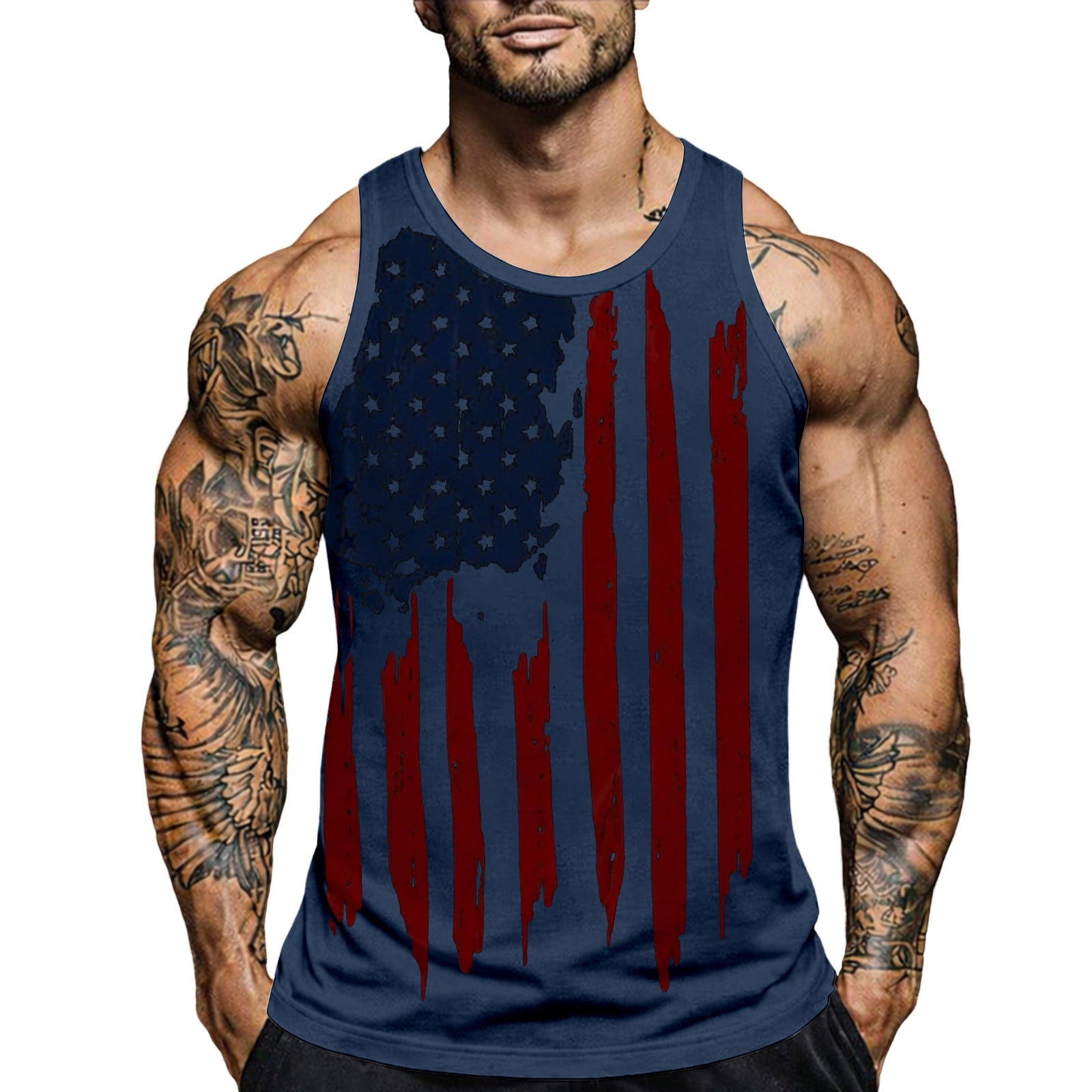 Afdoent Tank Tops Men Usa Anniversary Sleeveless Tank Top Classic Crew ...