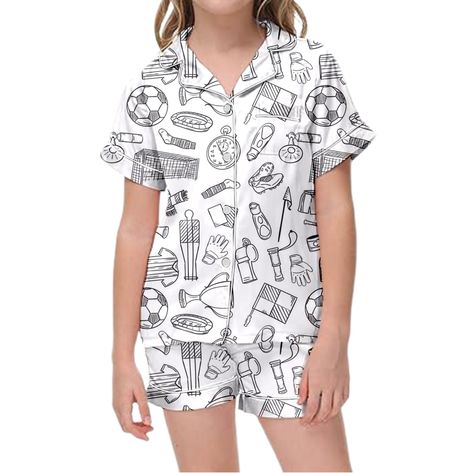 Afdoent Toddler Girl Pajamas Kids Printed Lapel Short Sleeve Top ...