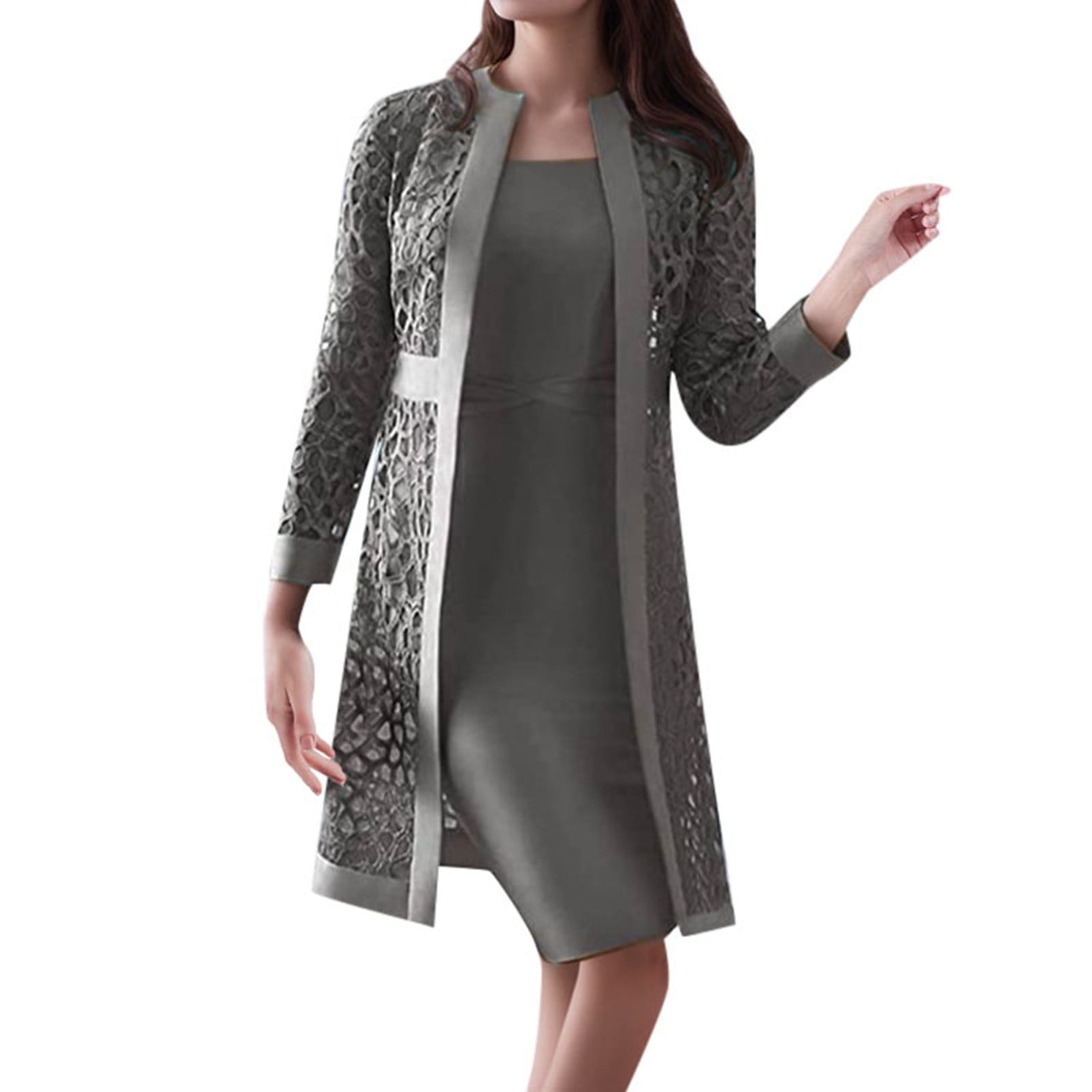 Afdoent Womens Dresses Lace Cardigan Dress Set For Female Elegant ...
