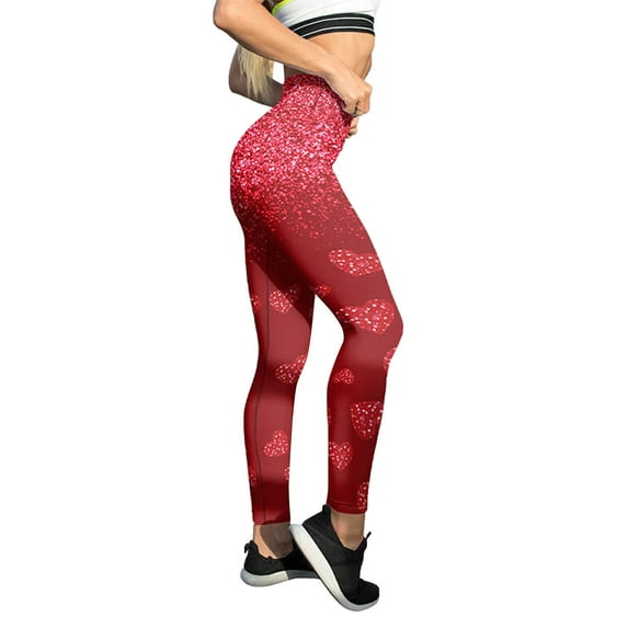 Afdoent Womens Leggings Women's Valentine Day Printed Leggings Running ...