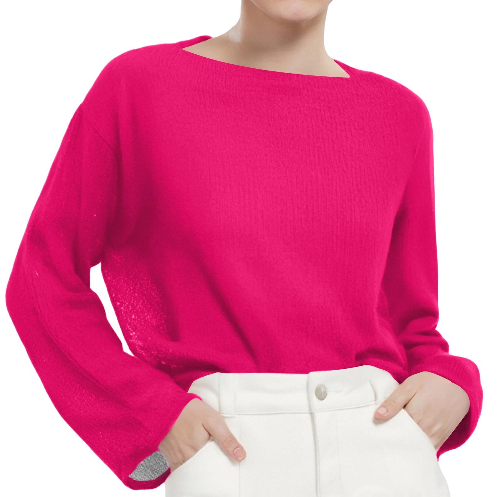 Afdoent Womens Tops Spring Summer New Female Thin Large Crew Neck ...