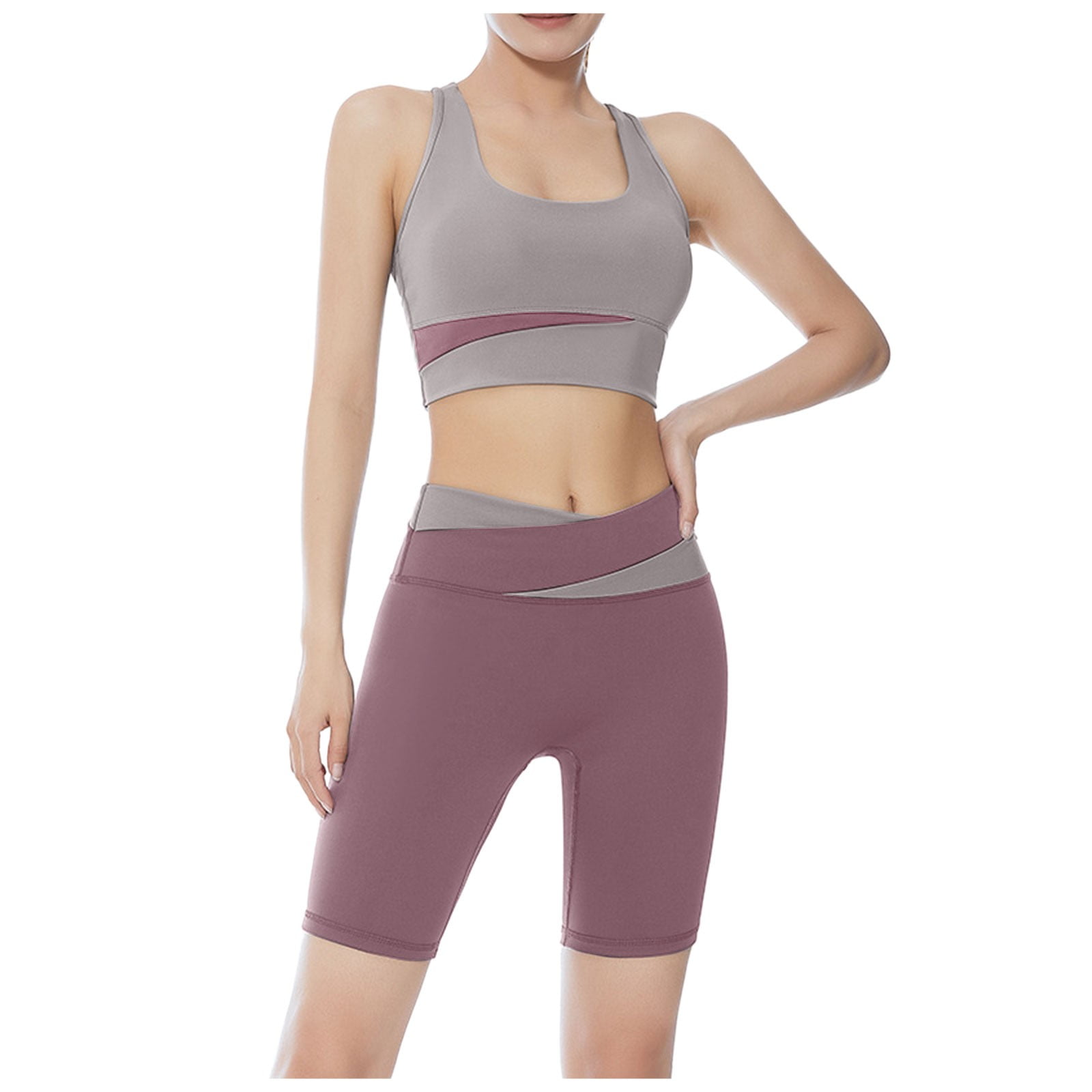 Afdoent Workout Sets For Women Splicing High Waisted Tight Fast Drying ...