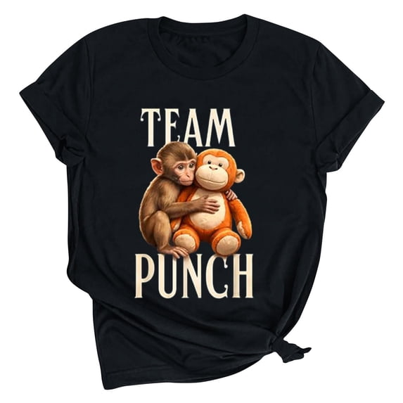 Afelkas Cute Monkey Punch T-Shirt for Women - Cotton Brave Team Punch ...