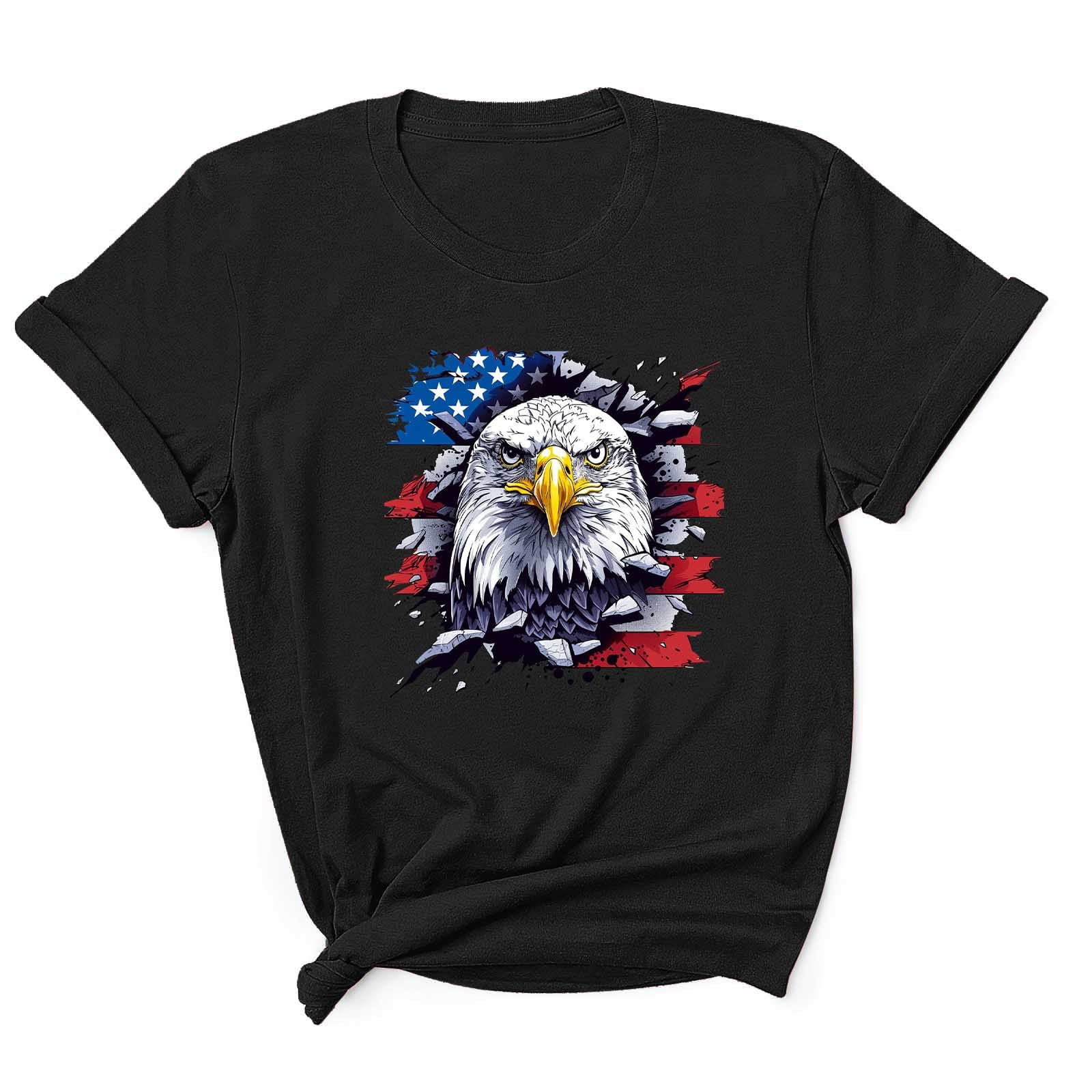 Afelkas Men's American Eagle Breakout T-Shirt 3D Shredded Flag Graphic ...