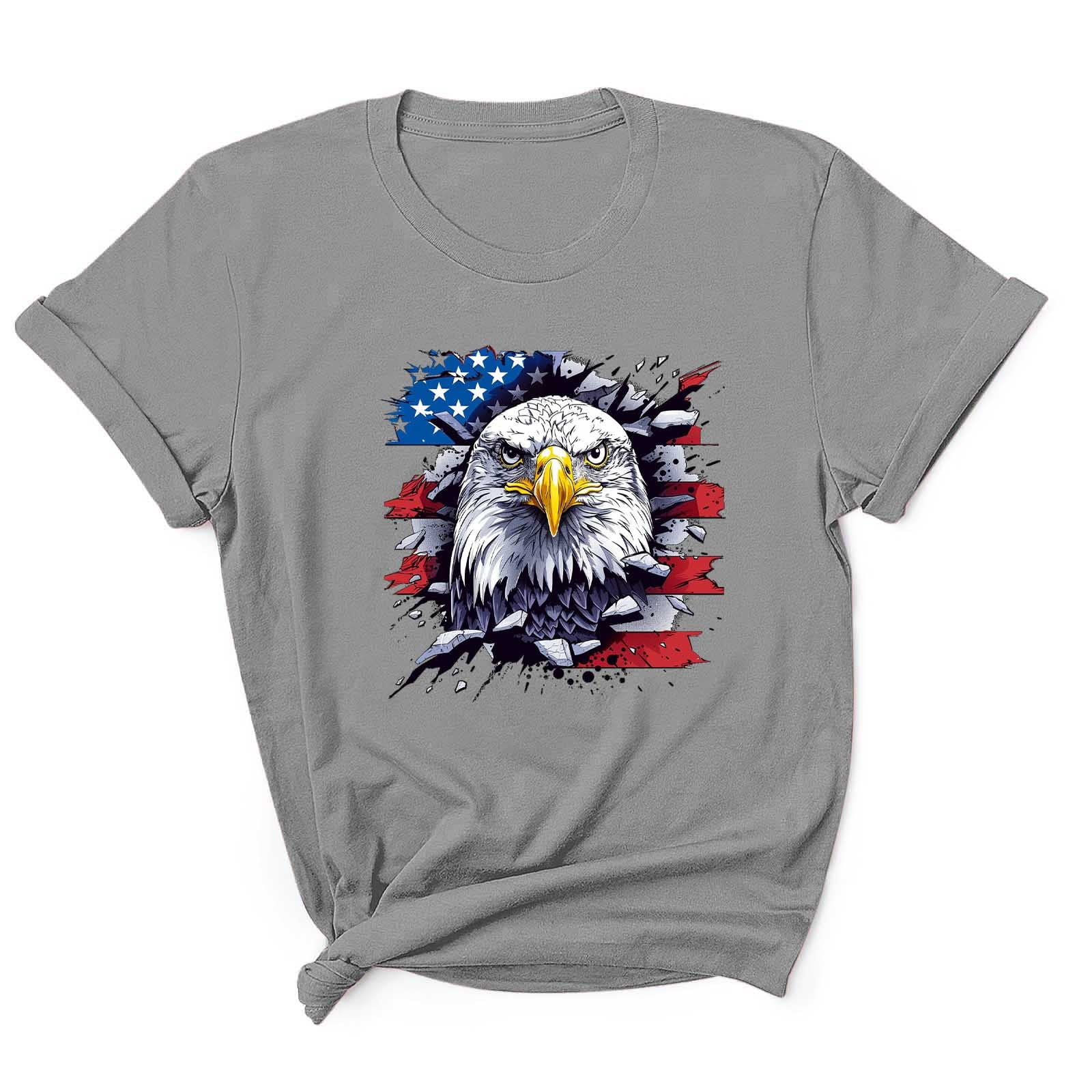 Afelkas Men's American Eagle Breakout T-Shirt 3D Shredded Flag Graphic ...
