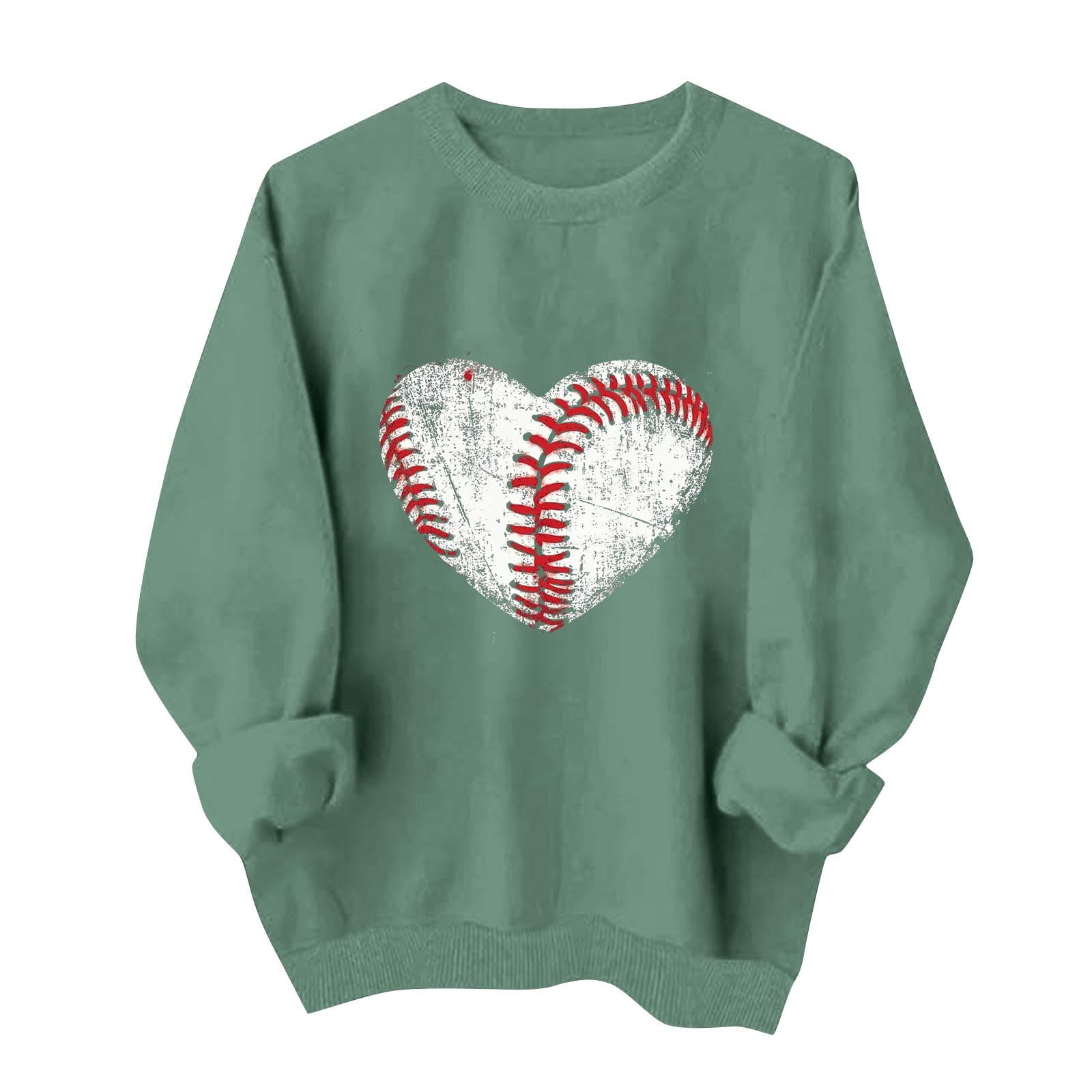 Afelkas Women's Baseball Sweatshirt Distressed Heart Graphic Pullover ...